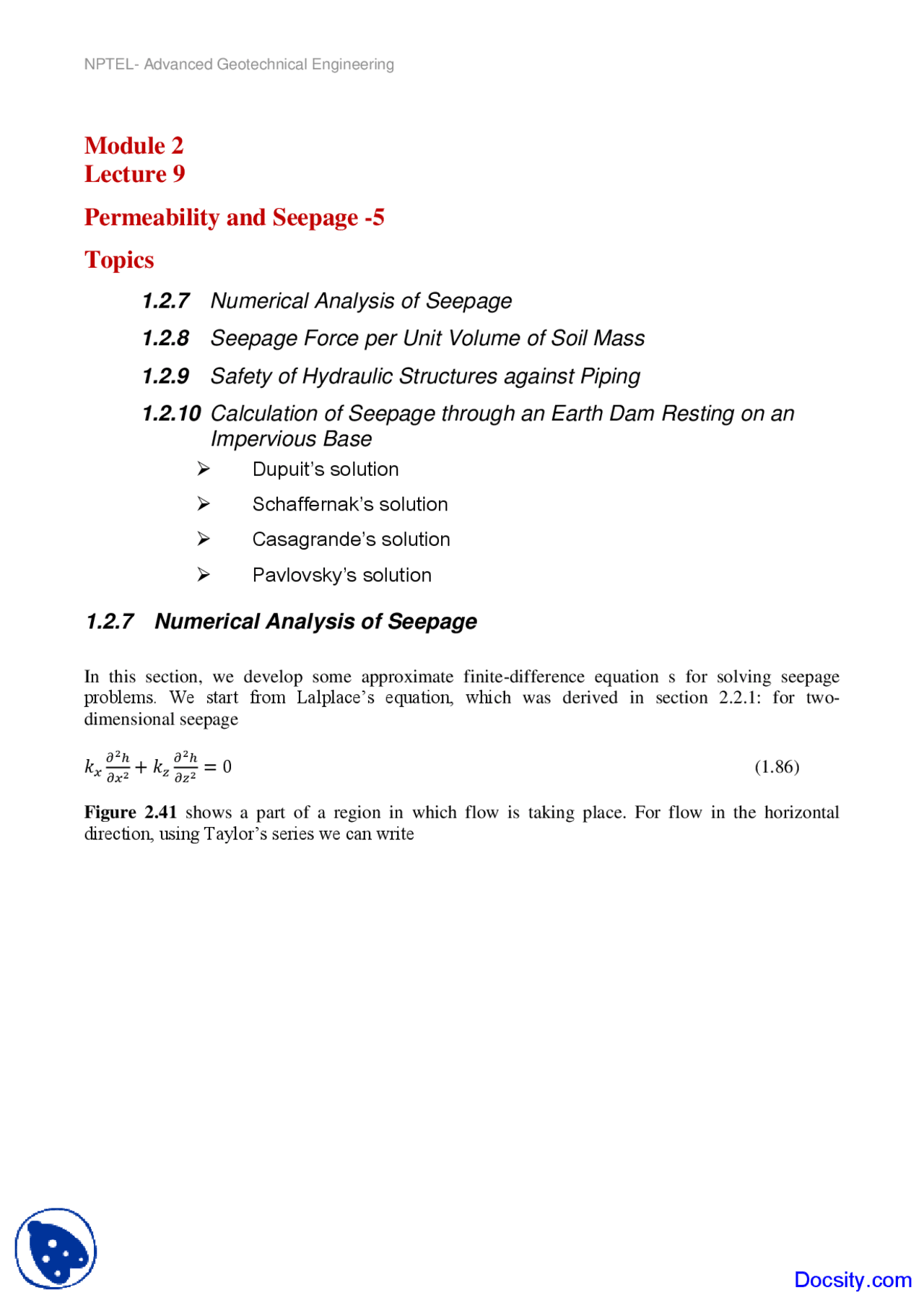Numerical Analysis Of Seepage Advance Geotechnological Engineering