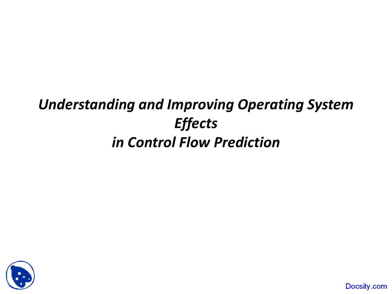 Control Flow Prediction - Computer Systems Architecture - Lecture Slides - Docsity