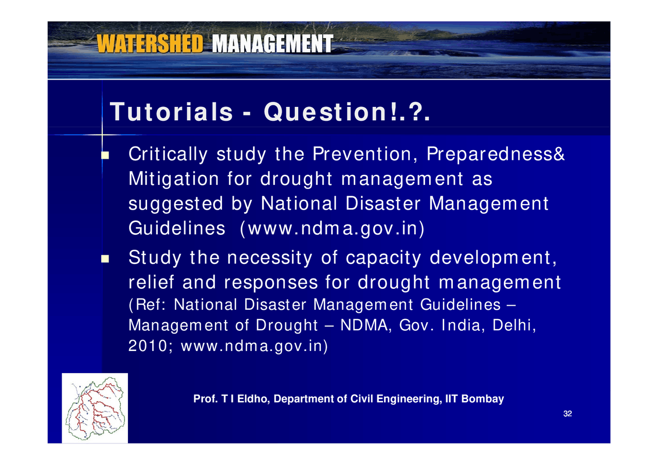 Drought Management Watershed Management Tutorial Slides Docsity