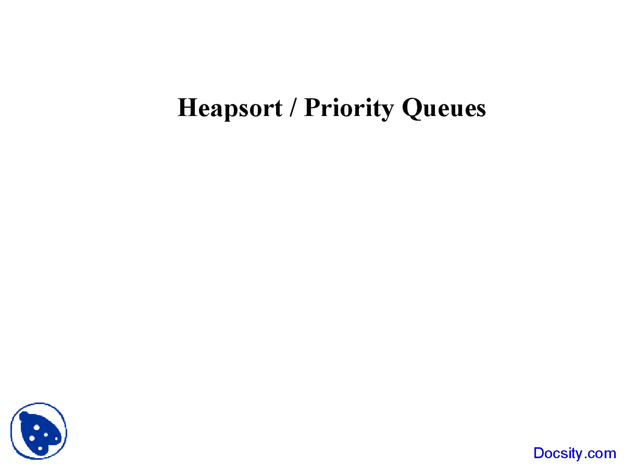 Heapsort Data Structures And Algorithm Lecture Slides Docsity 4194