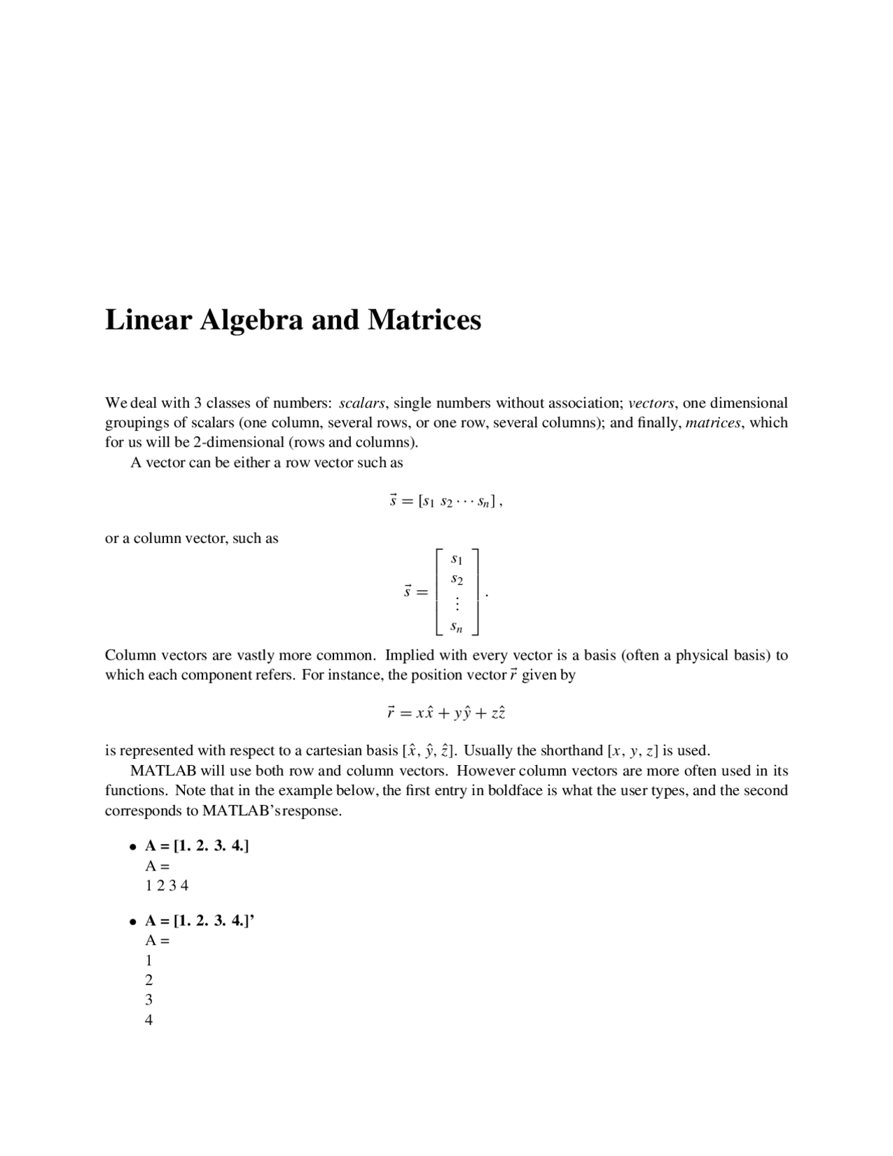 Linear Algebra - Stability and Control of Aerospace Vehicles - Lecture ...