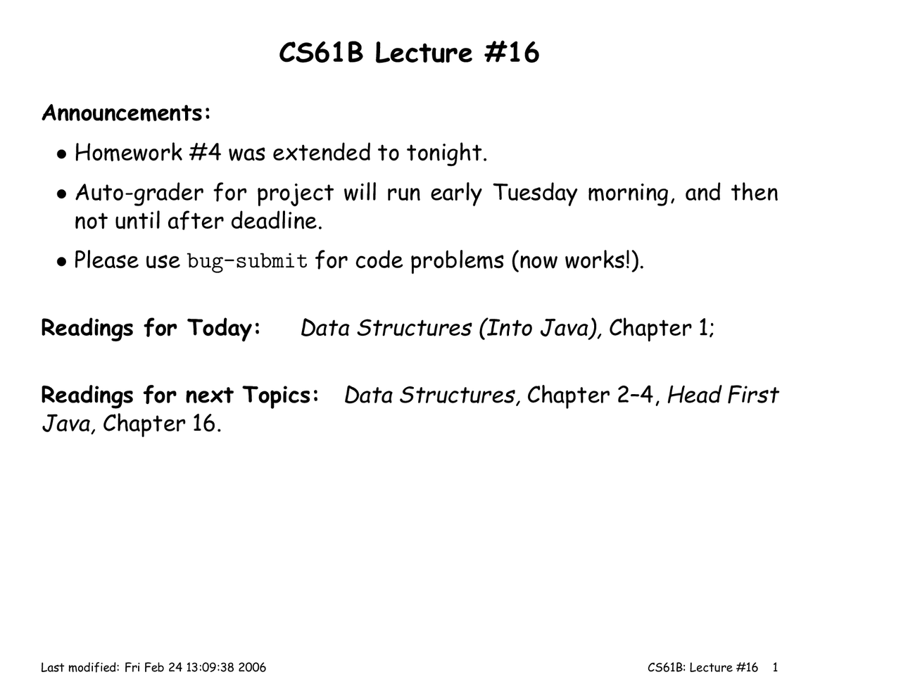 CS61B Lecture #16: Cost Measures and Asymptotic Analysis | Slides Data Structures and Algorithms ...