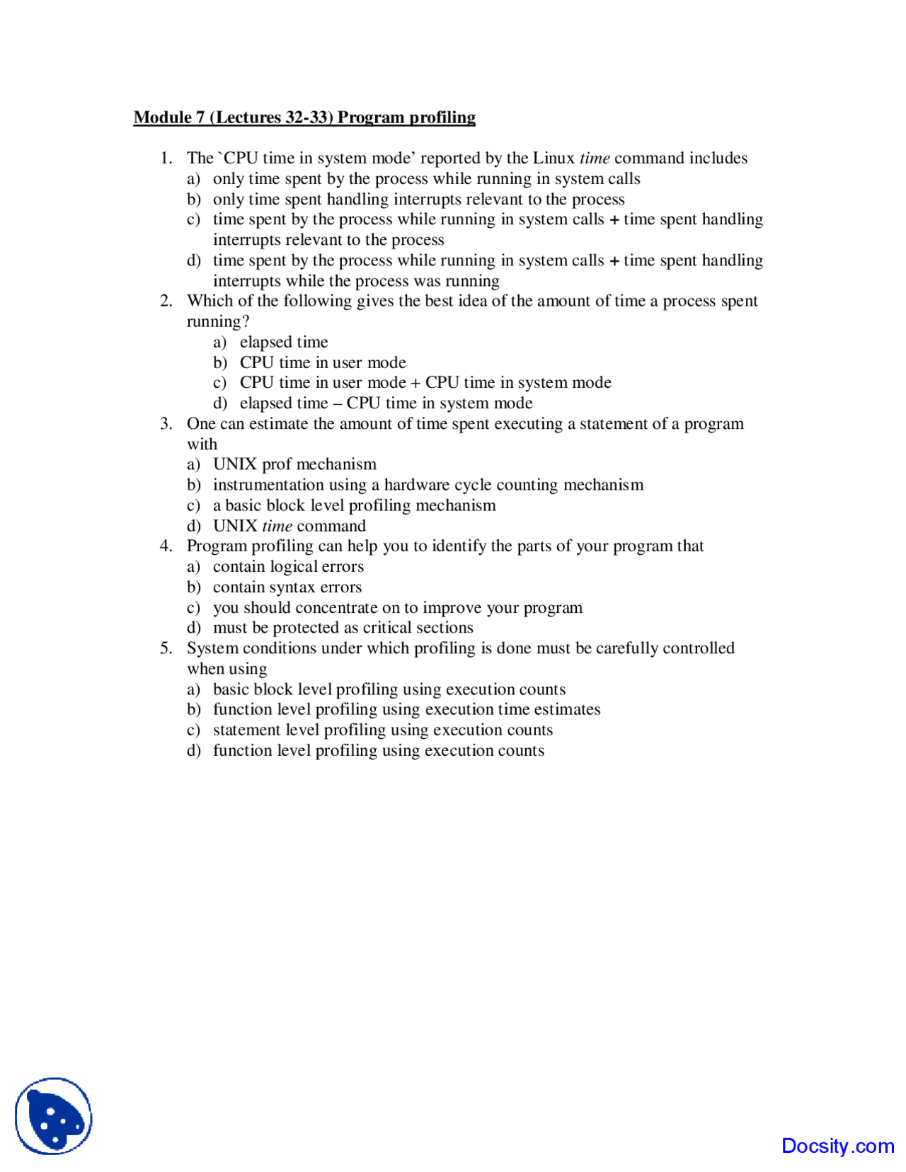 Profiling High Performance Computing Assignment Docsity