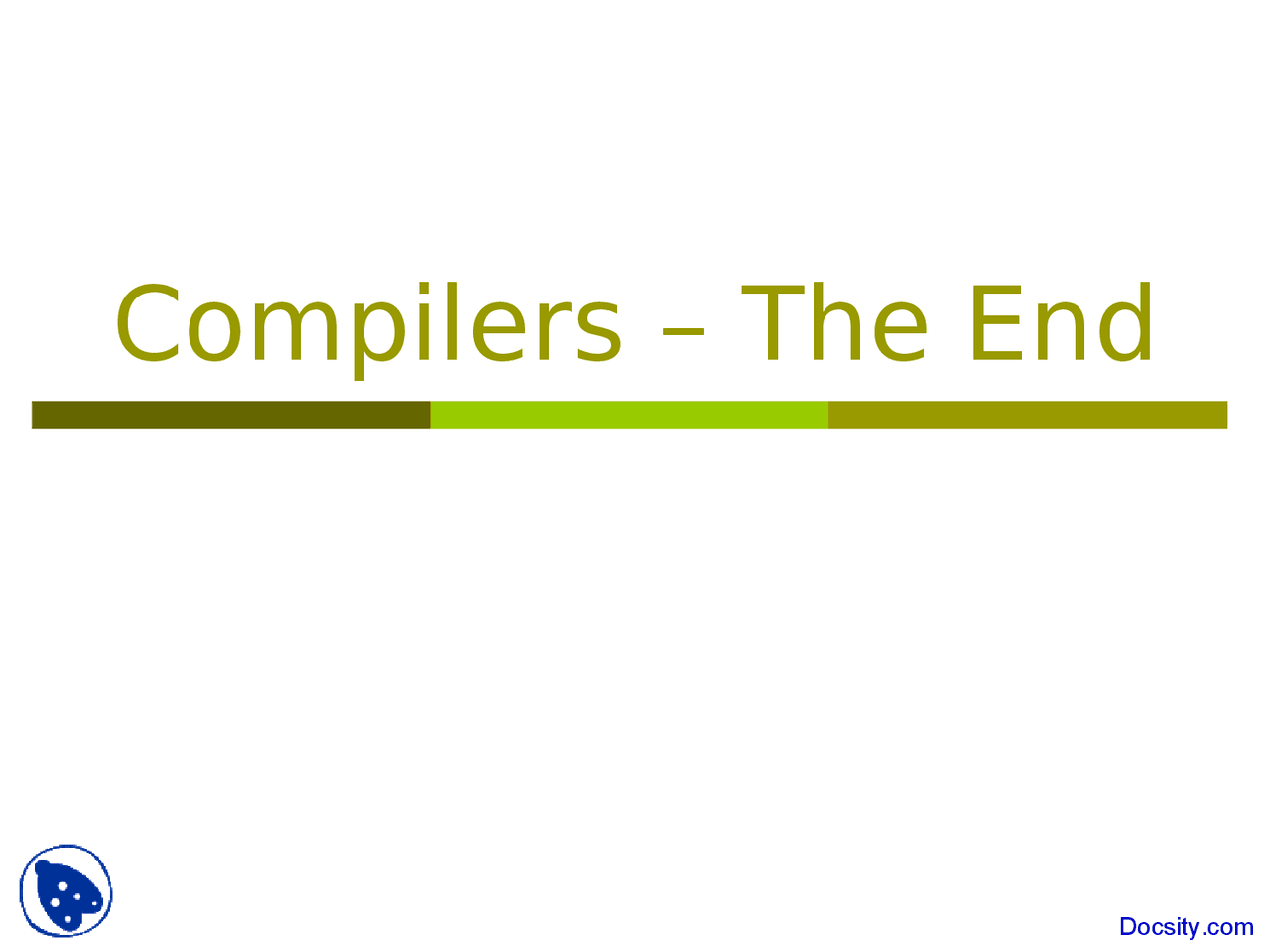 The End Compilers Code Generation Lecture Slides Docsity