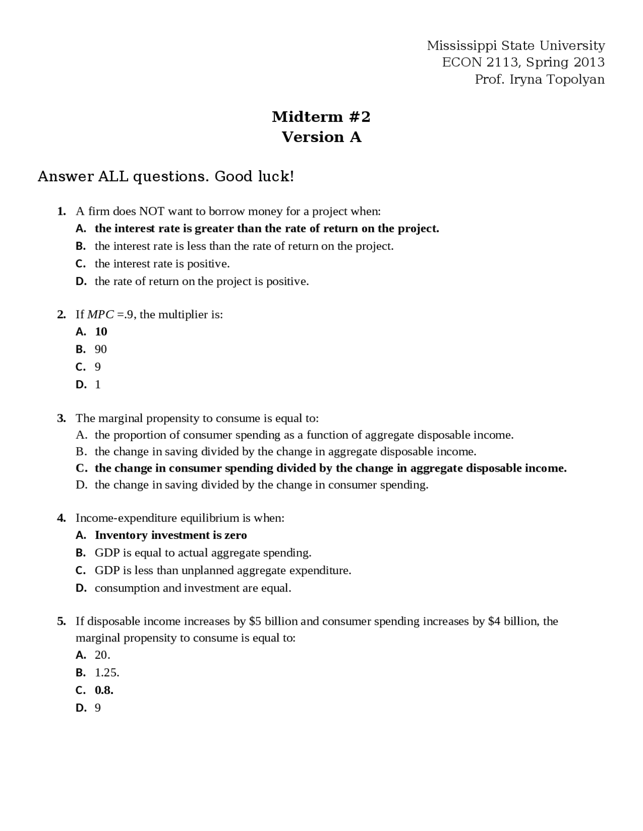 32 Solved Questions On Principles Of Macroeconomics Ec 2113 Docsity