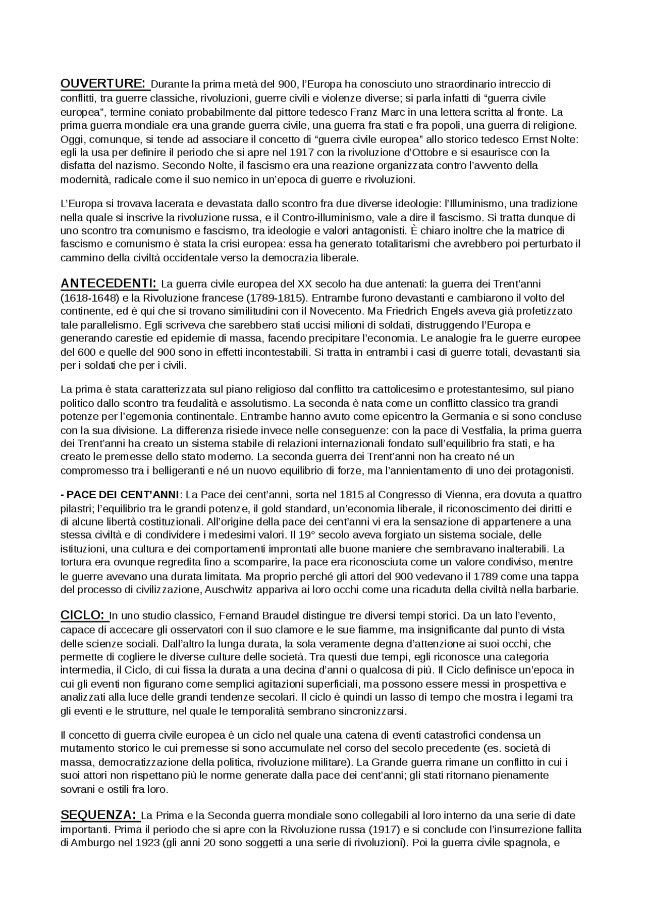 Ferro E Fuoco Ouverture Appunti Storia Contemporanea Docsity