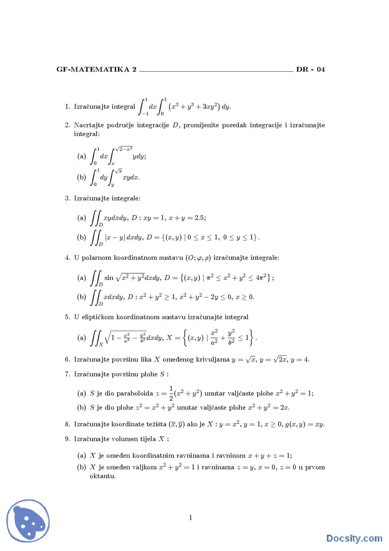 Gf M2 Dr 04 Gradjevinski Fakultet Zadaci Skripta Matematika 2 Rezime