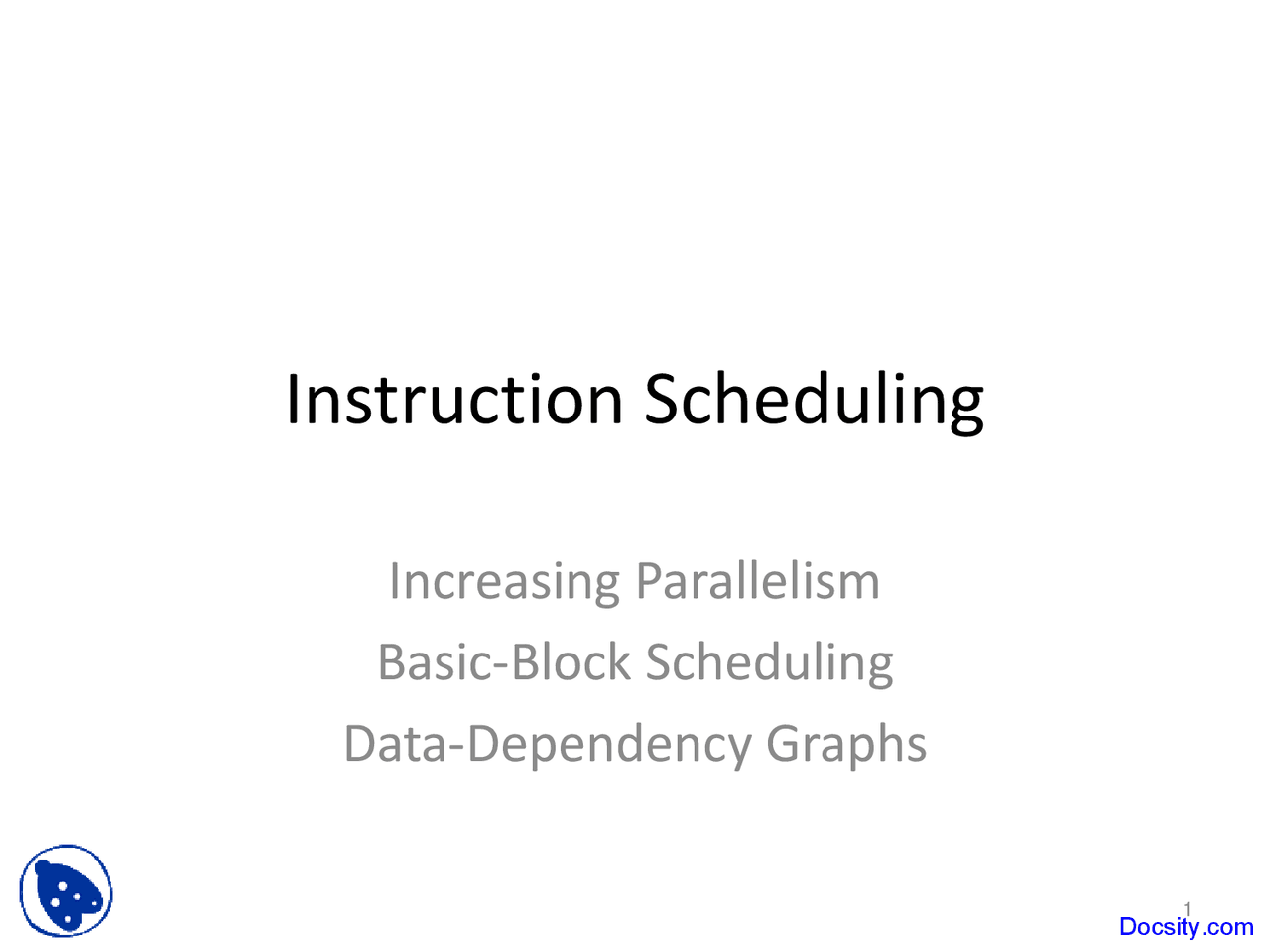 Instruction Scheduling Advanced Compiling Techniques Lecture Slides Docsity