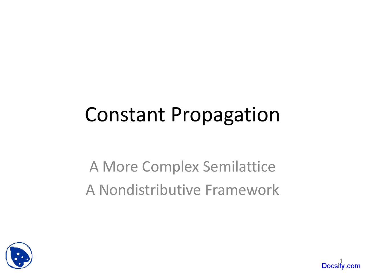 Constant Propagation Advanced Compiling Techniques Lecture Slides