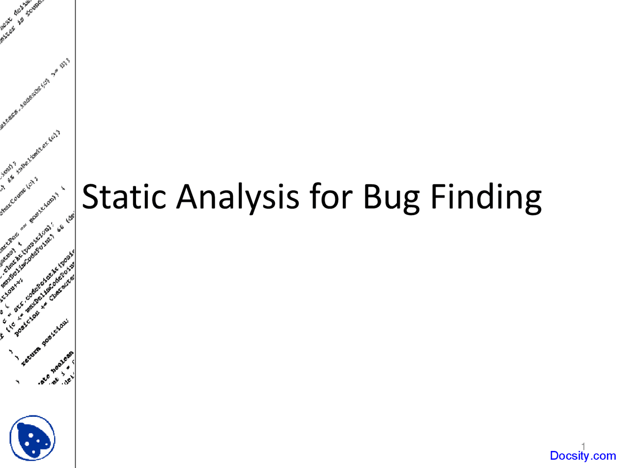 Static Analysis Advanced Compiling Techniques Lecture Slides Docsity