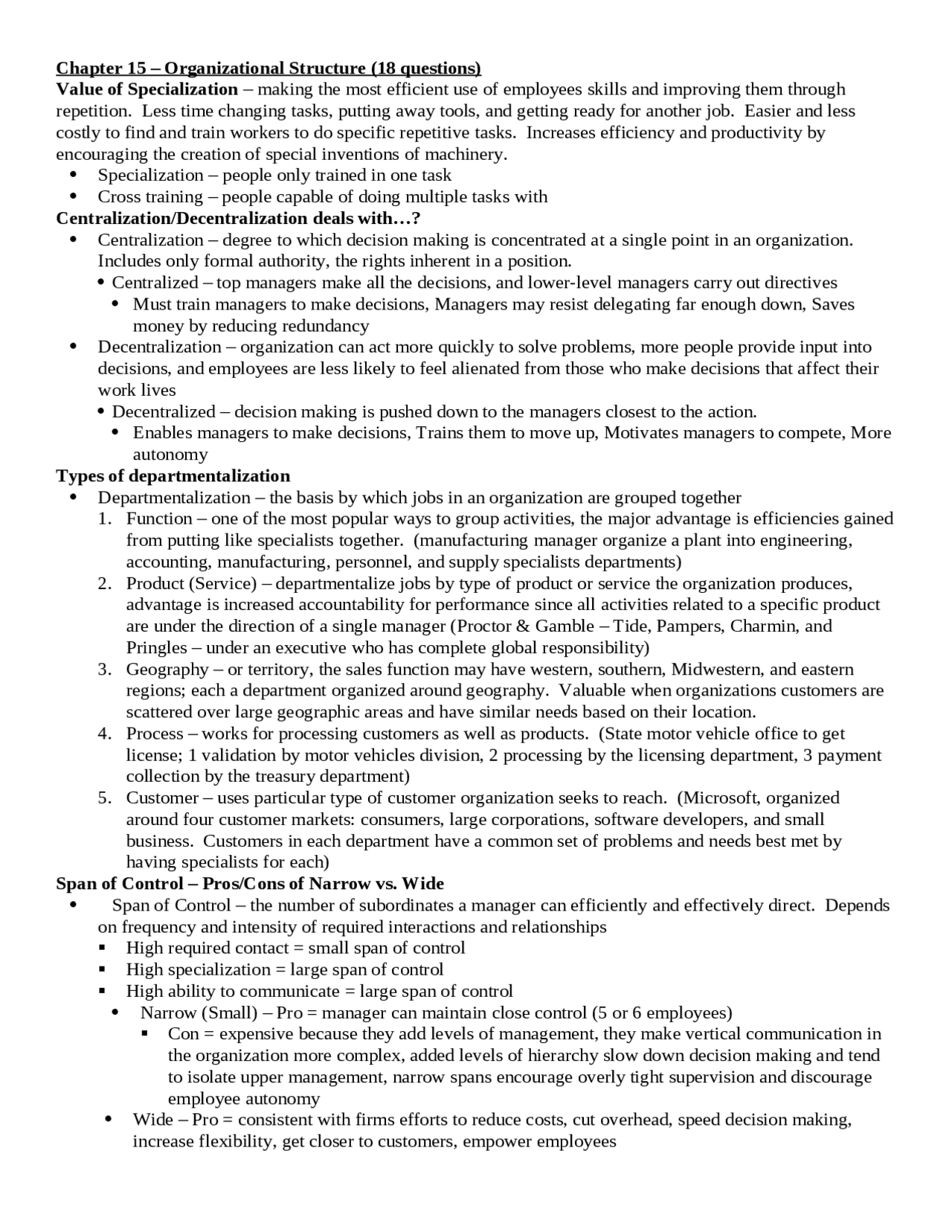 Lecture Notes On Organizational Structure Management Skills Mgt 325