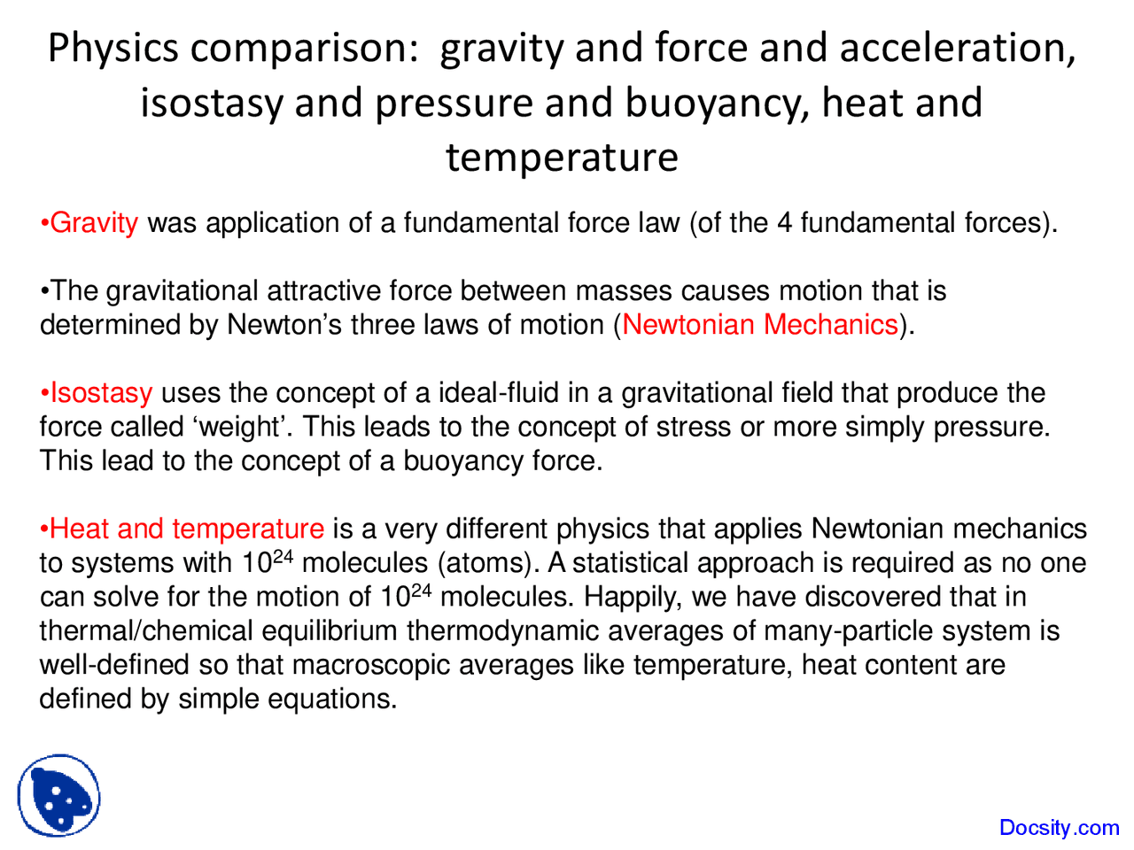 Physics Comparison Introduction To Geophysics Lecture Slides Docsity