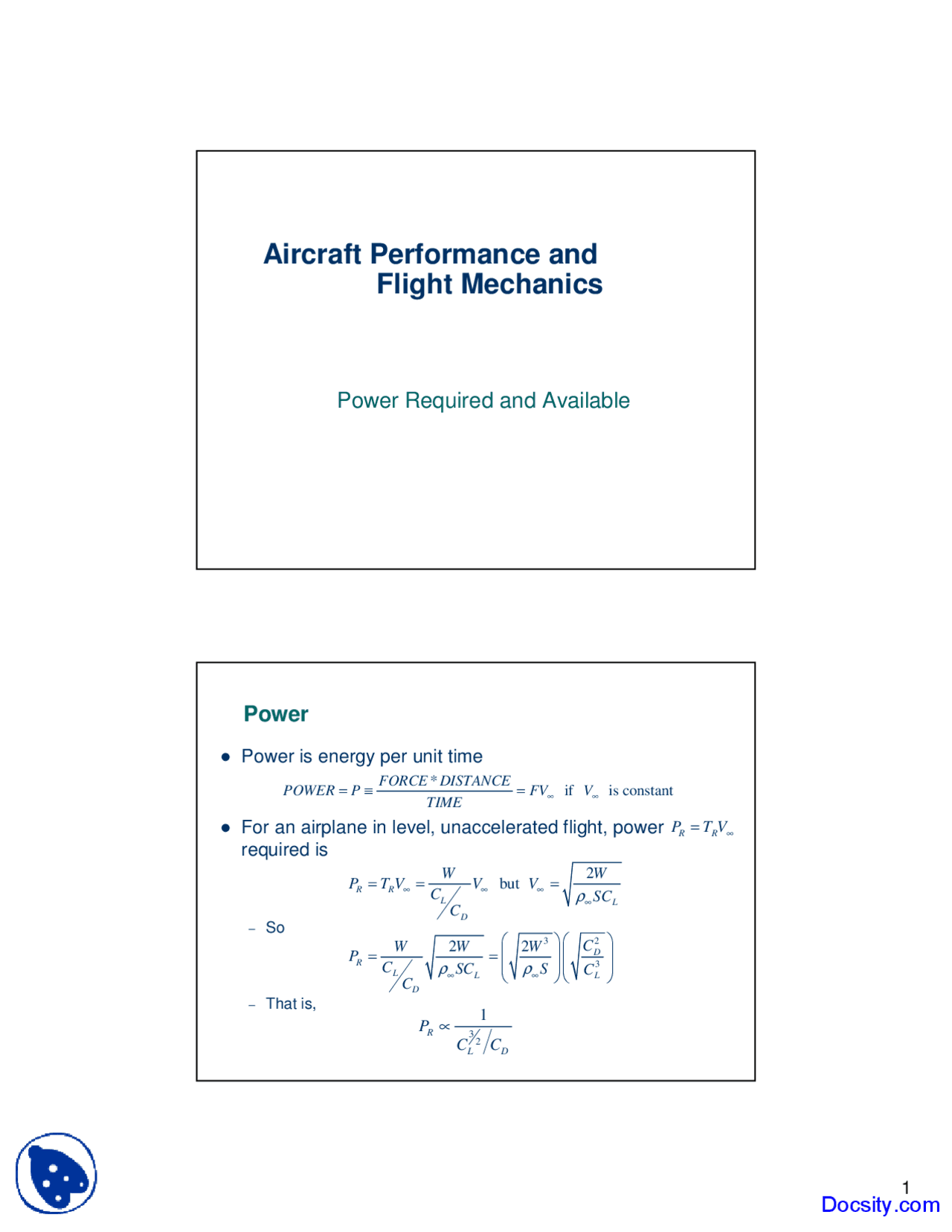 Power Required and Available - Aircraft Performance and Flight ...