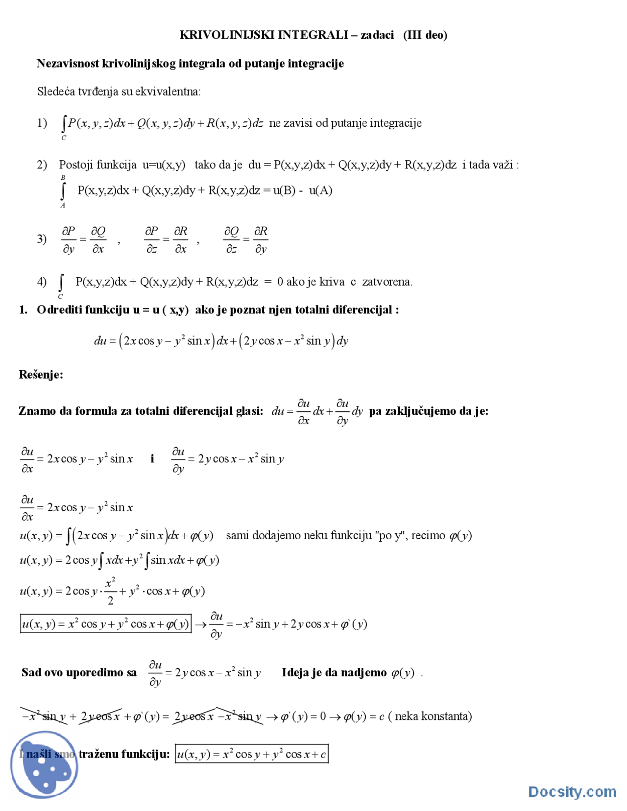 Krivolinijski integrali zadaci III deo Gradjevinski fakultet-Zadaci-Skripta-Matematika 2 ...