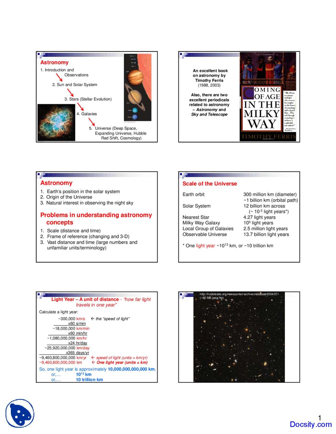 Astronomy Planet Earth Lecture Slides Docsity