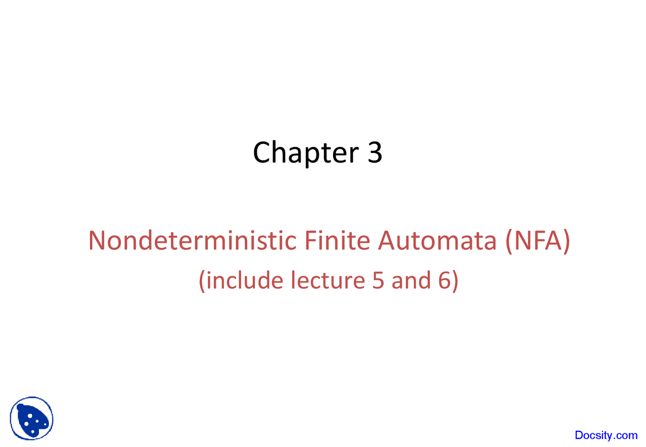Nondeterministic Automata And Complexity Theory Lecture Slides