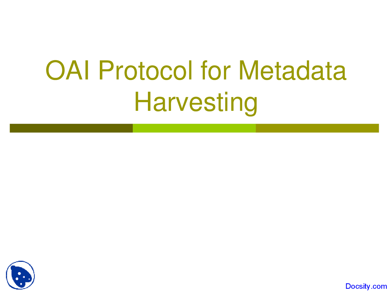Protocol For Metadata Introduction To Digital Libraries Lecture