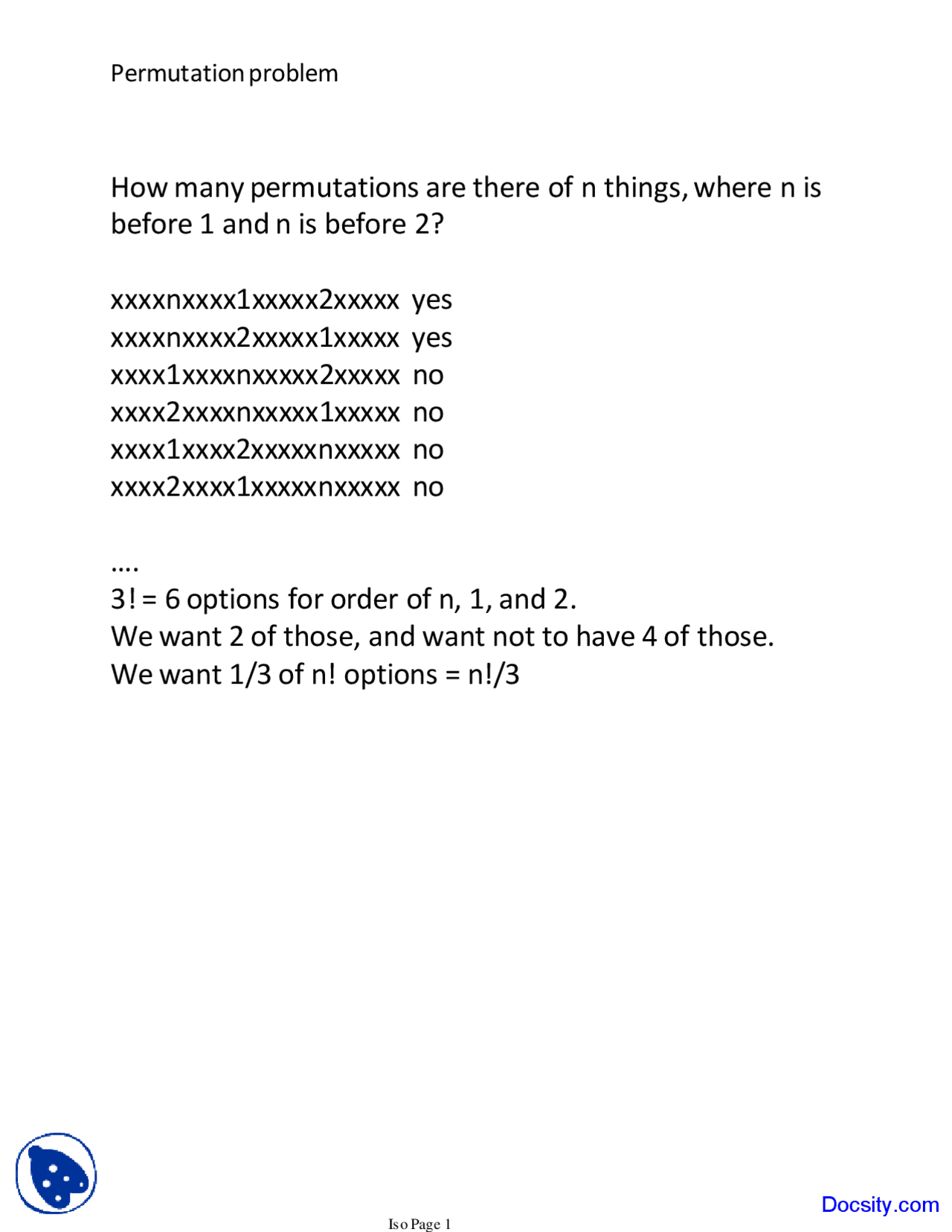 Permutation Biological And Cognitive Sciences Lecture Notes Docsity