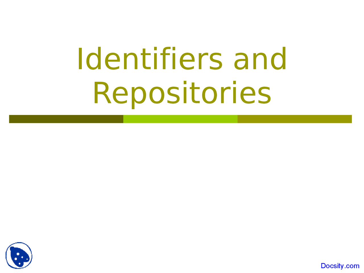 Identifiers Introduction To Digital Libraries Lecture Slides Docsity