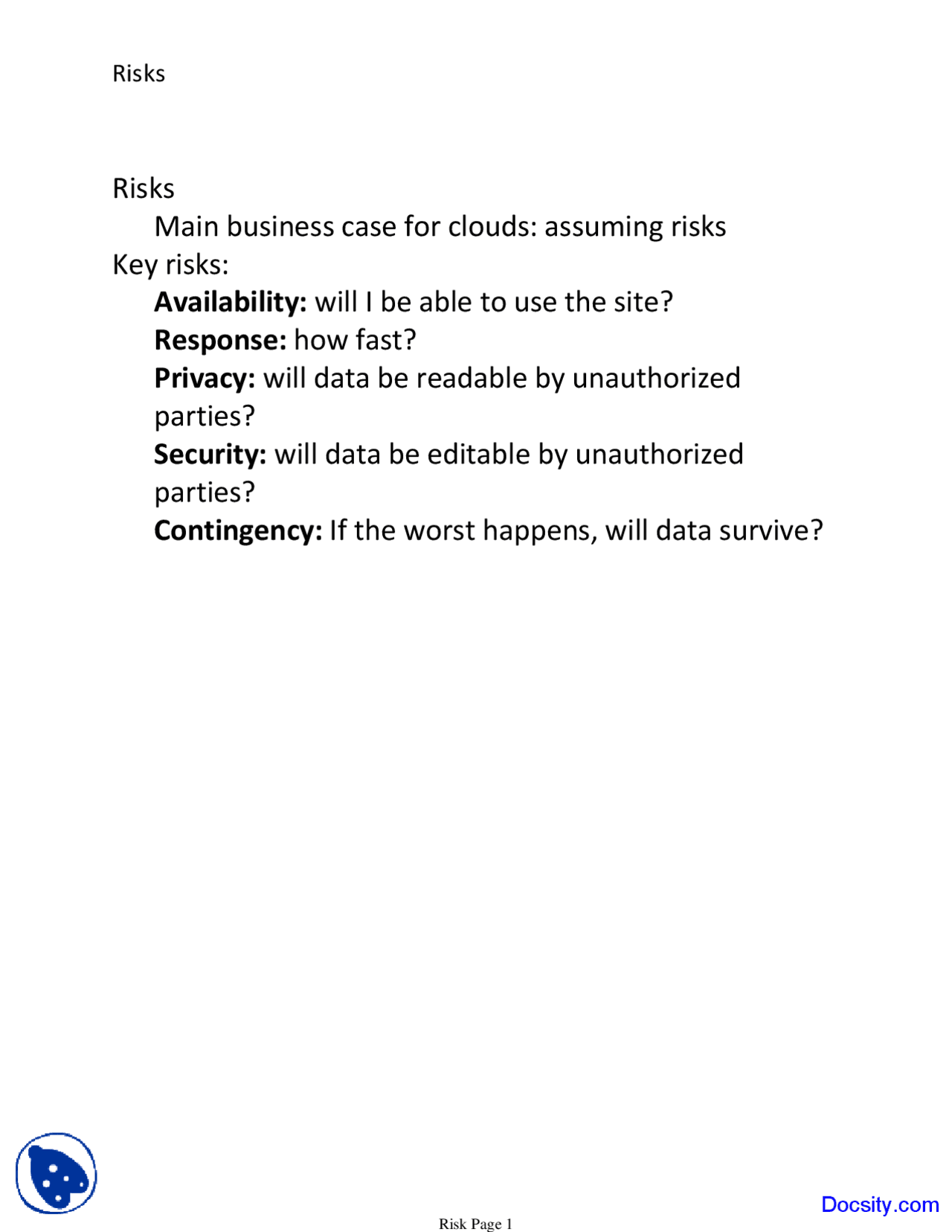 Risk Clouds And Power Aware Computing Lecture Slides Docsity
