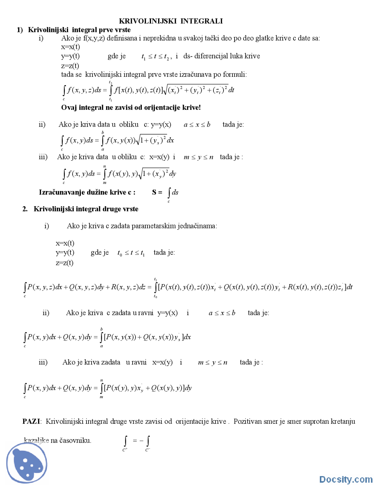 Krivolinijski integrali-Gradjevinski fakultet-Zadaci-Skripta-Matematika 2 | Rezime' predlog ...