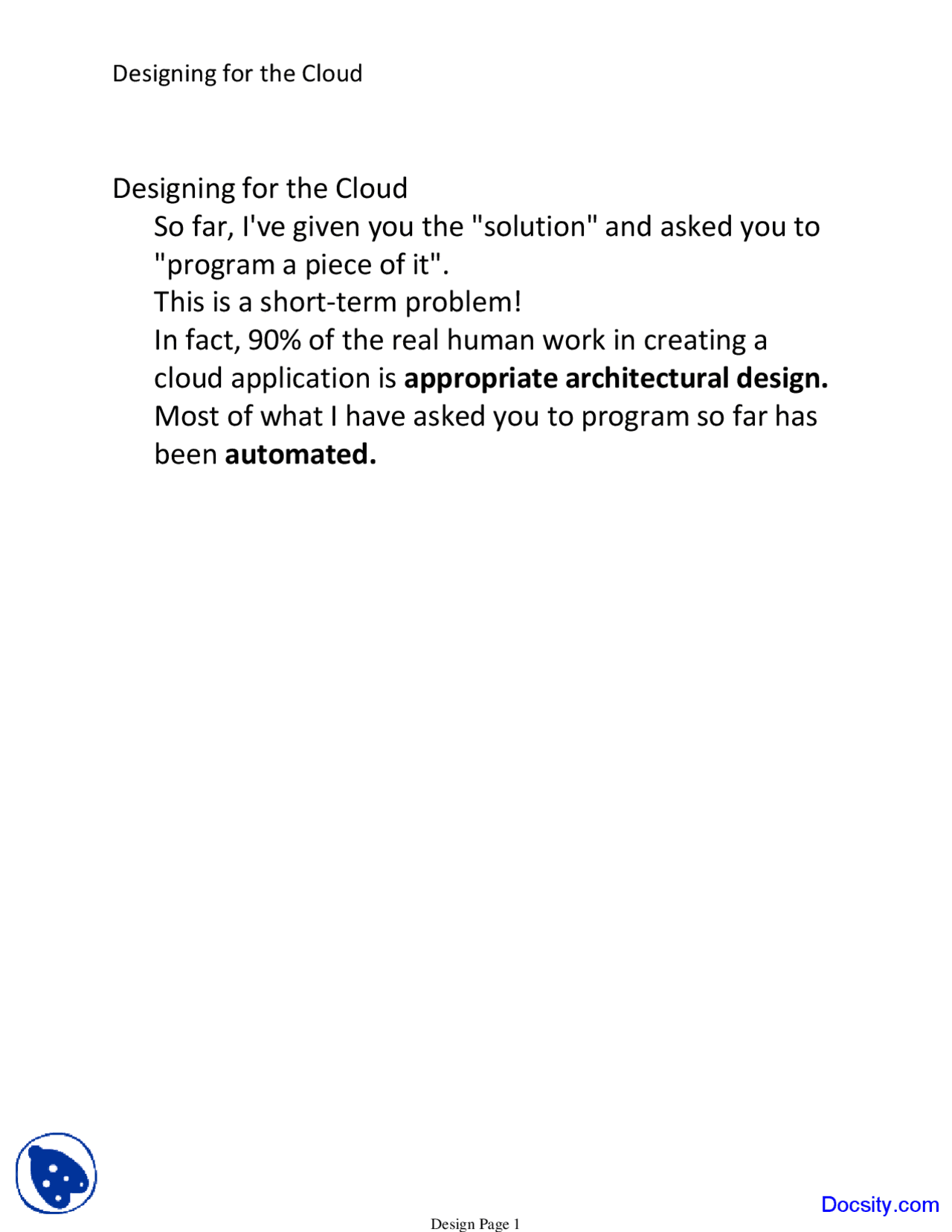 Design Clouds And Power Aware Computing Lecture Slides Docsity