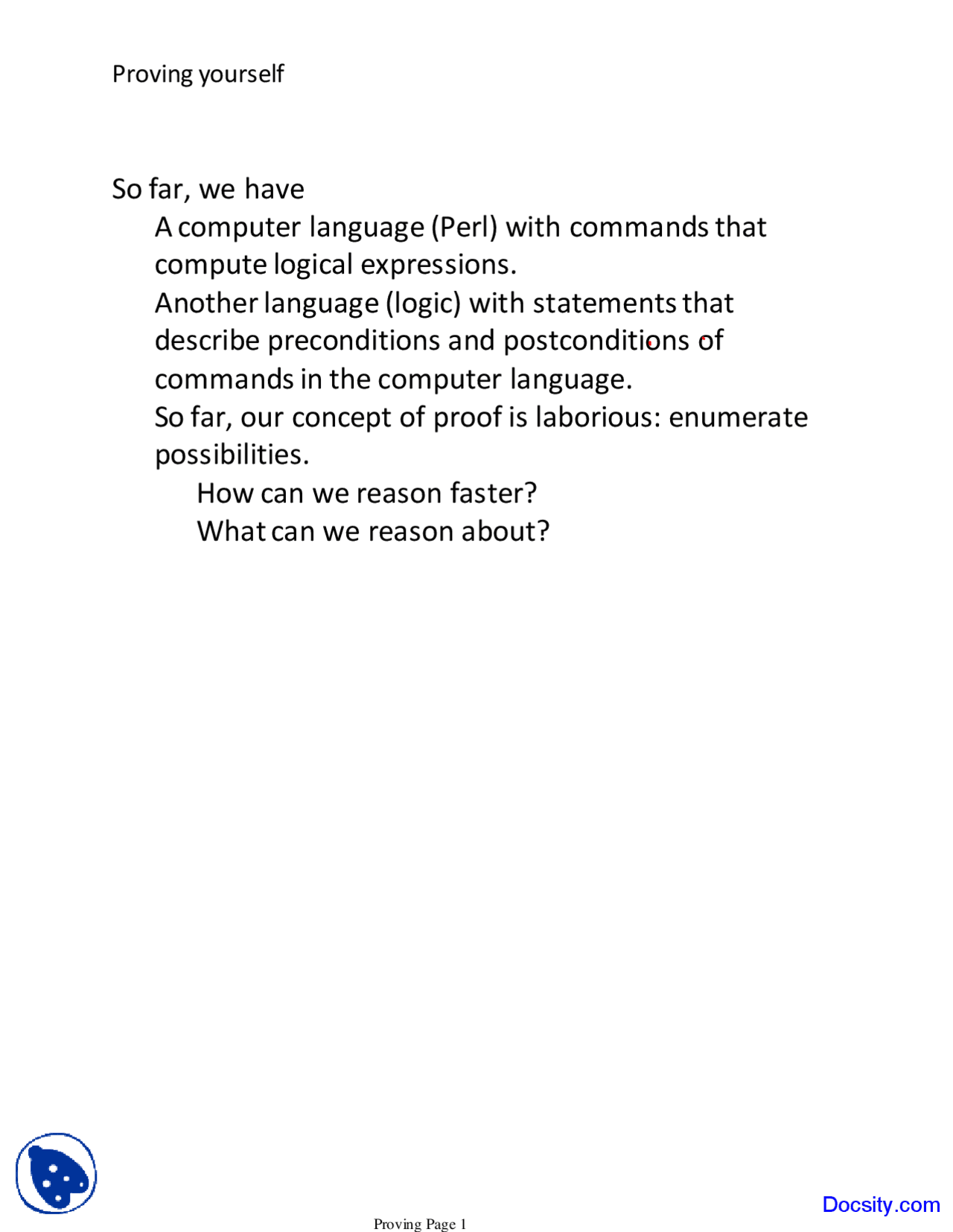 Proving Biological And Cognitive Sciences Lecture Notes Docsity