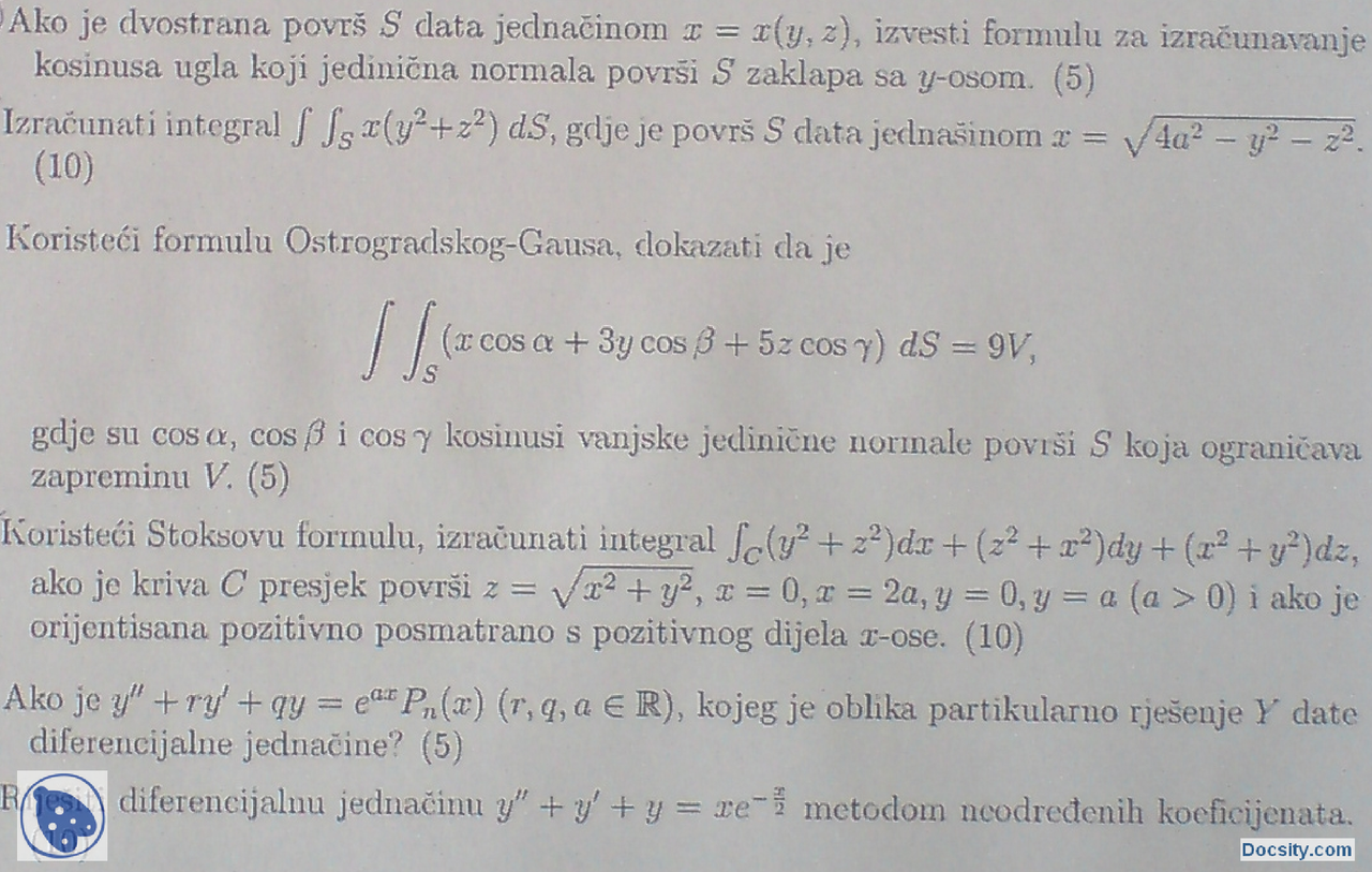 2010-06-14-Gradjevinski fakultet-Matematika 2 | Vežbe' predlog Matematika - Docsity