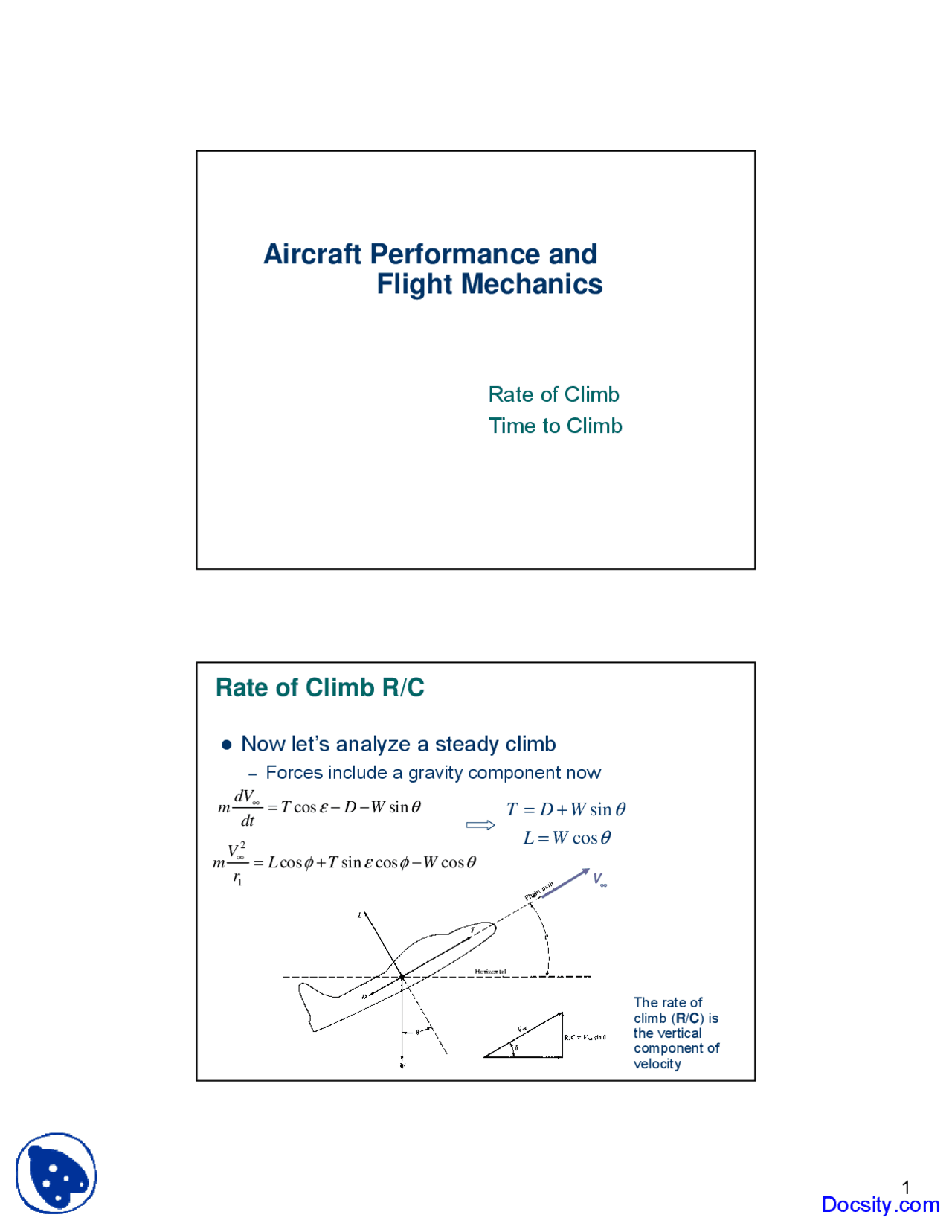 Rate of Climb - Aircraft Performance and Flight Mechanics - Lecture ...