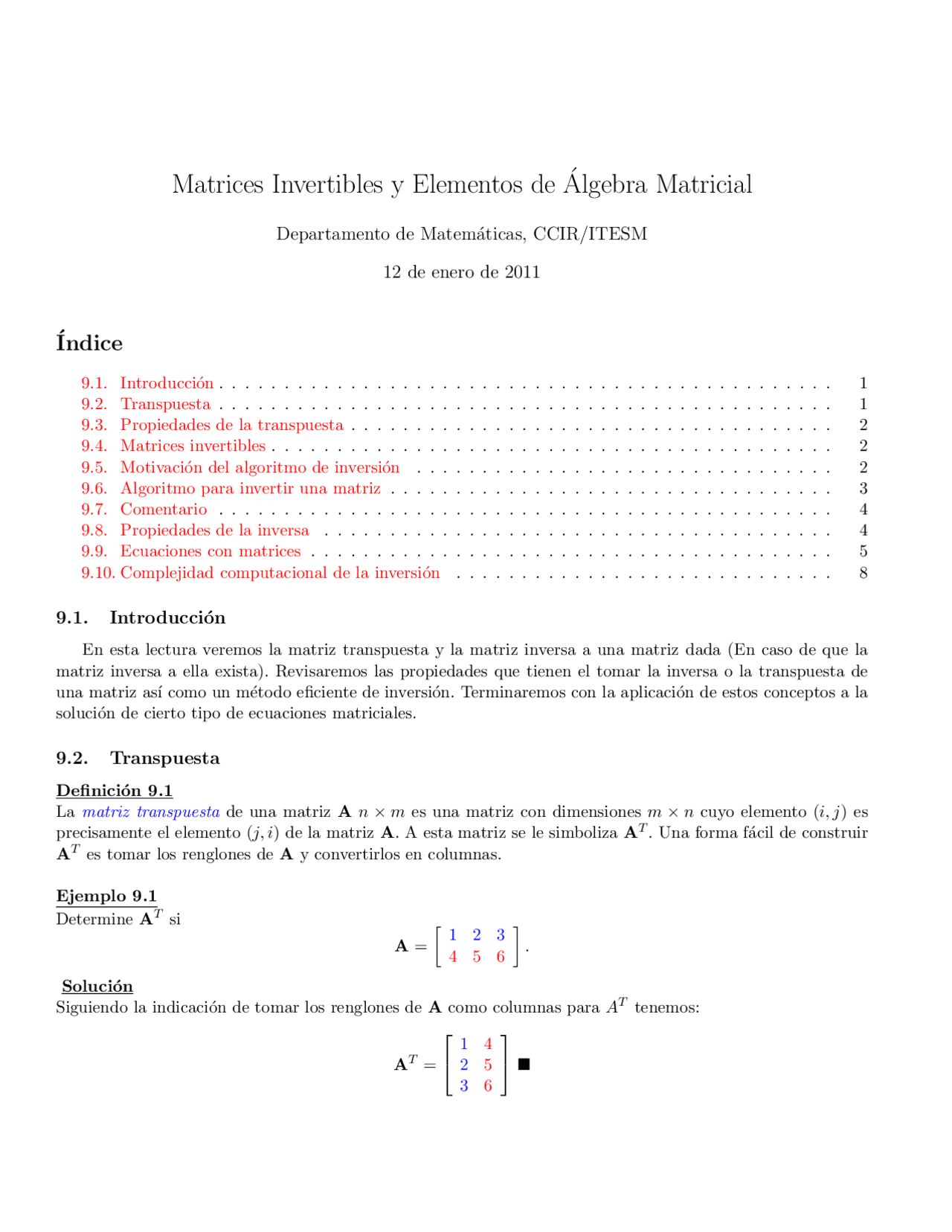 Matrices Invertibles Y Elementos De Algebra Matricial Apuntes