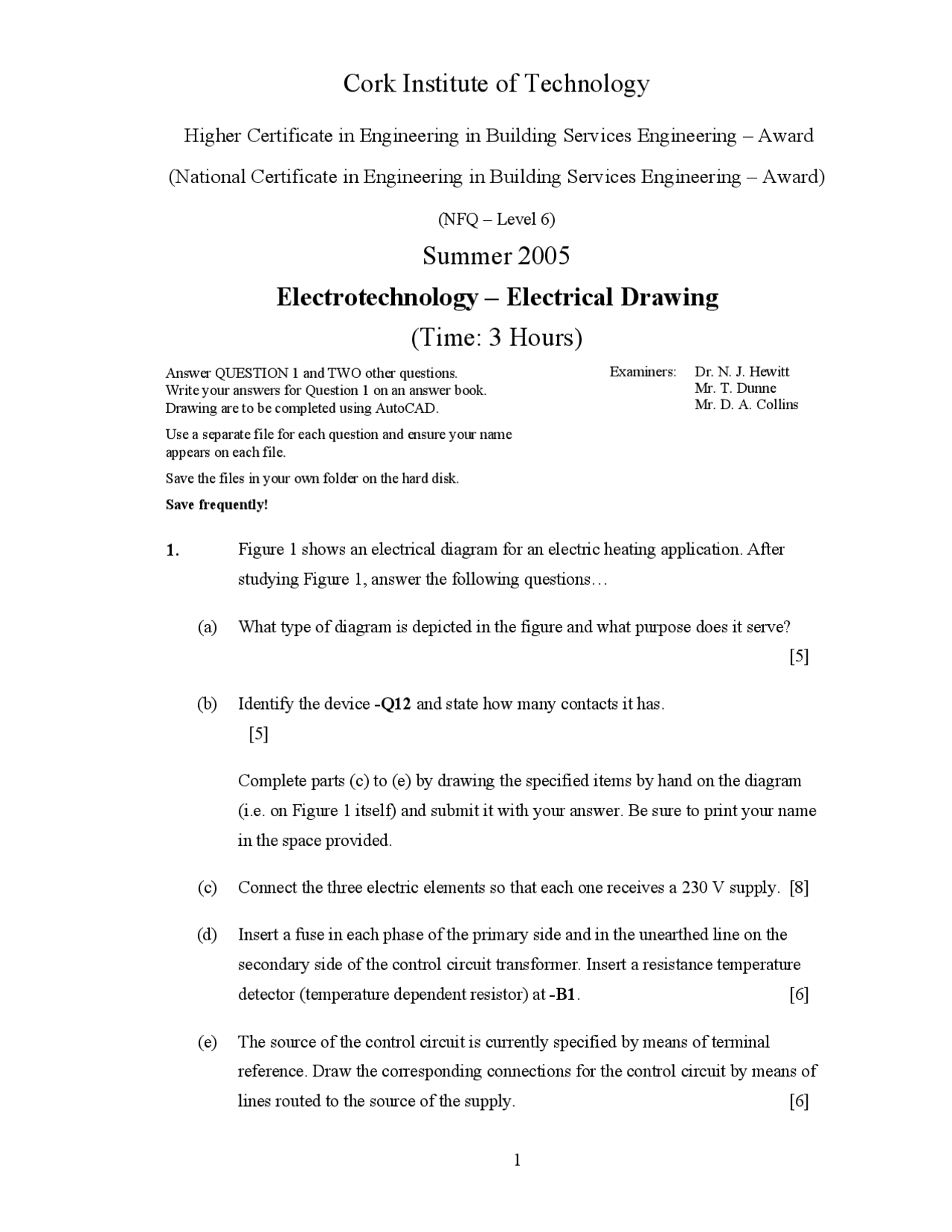 Motor Outputs - Electrotechnology - Electrical Drawing - Past Exam ...