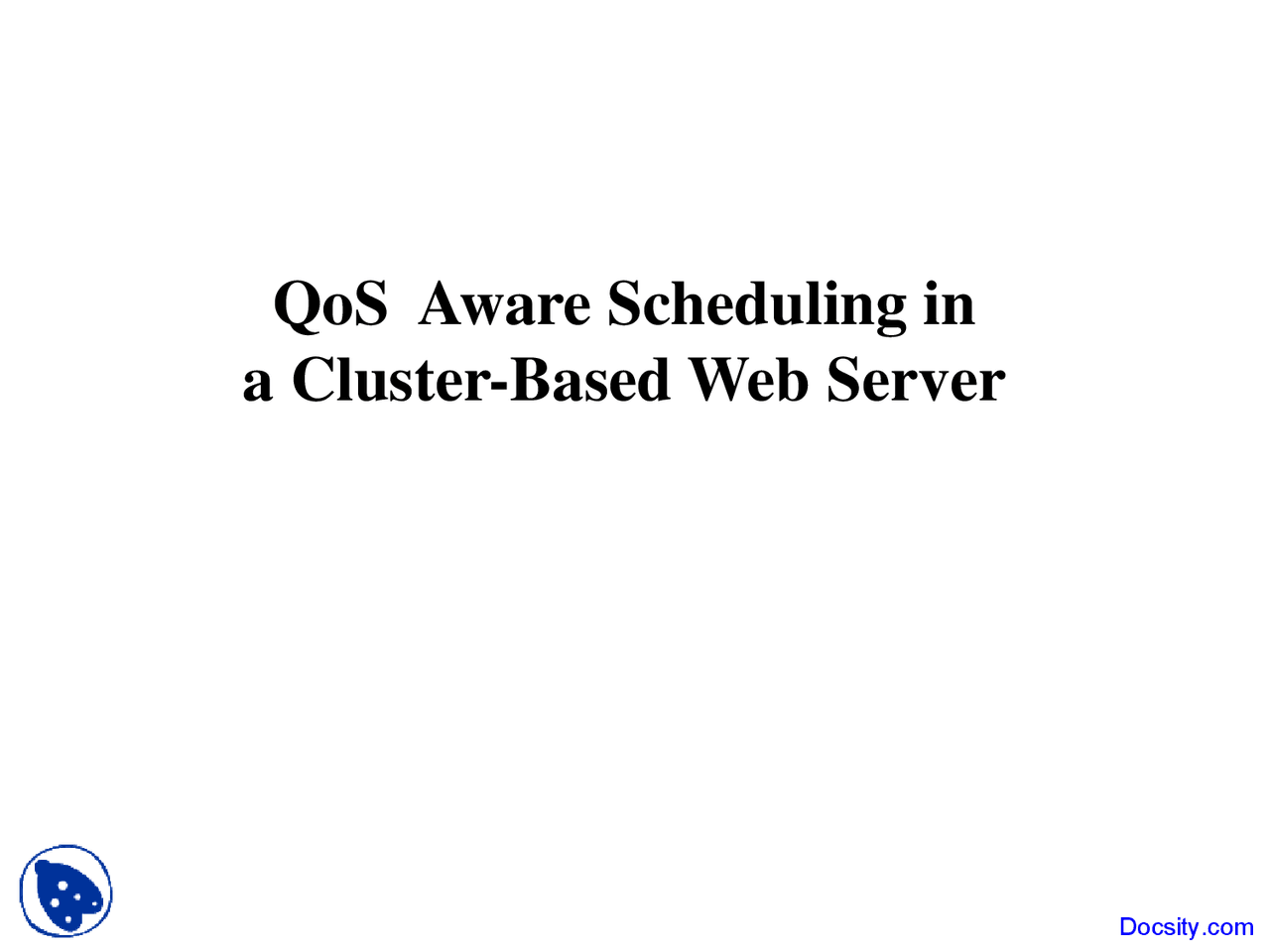 Cluster Based Web Server Network Processing Architectures Lecture