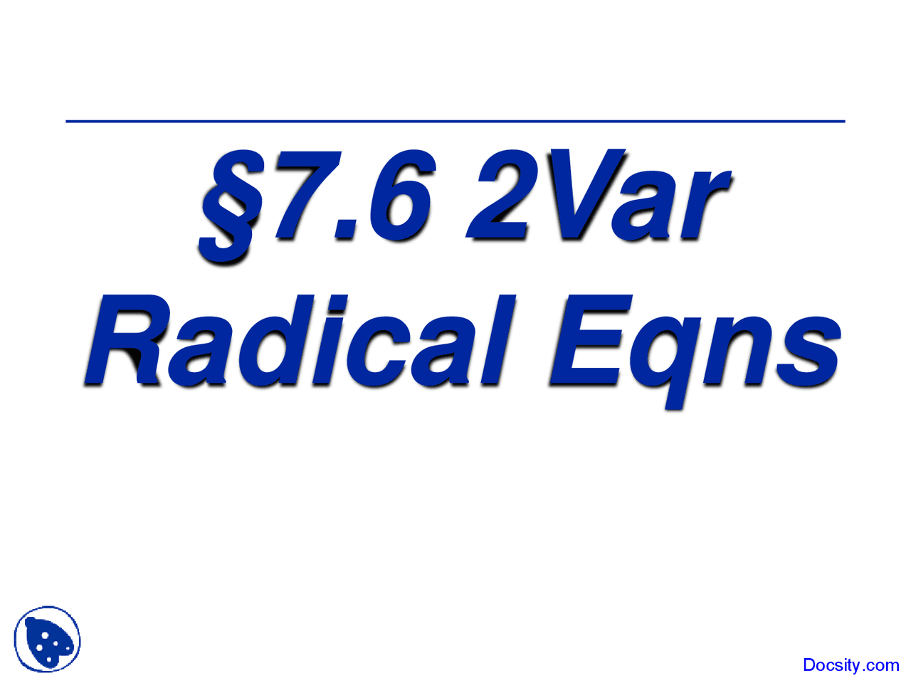 Var Radical Eqns Intermediate Algebra Lecture Slides Docsity