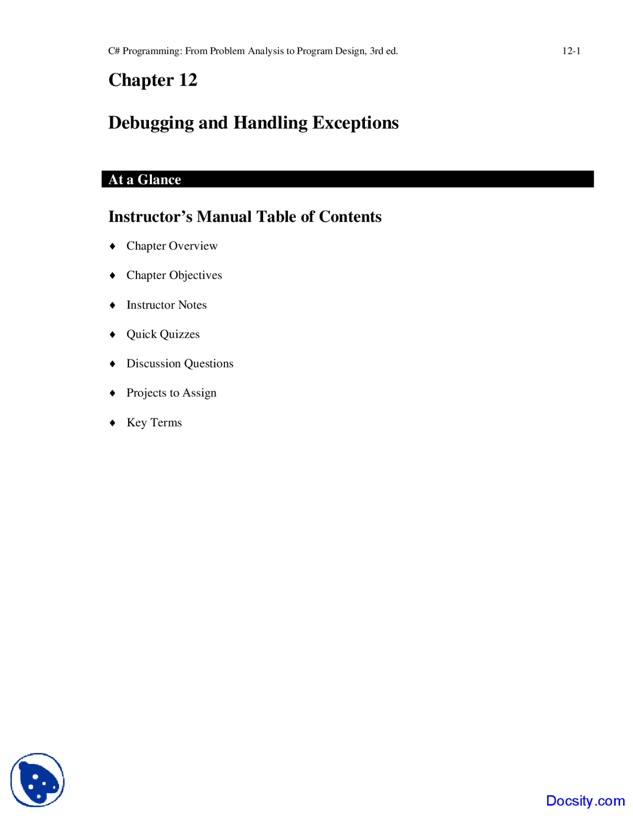Debugging and Handling Exceptions - Advanced Programming - Lecture ...