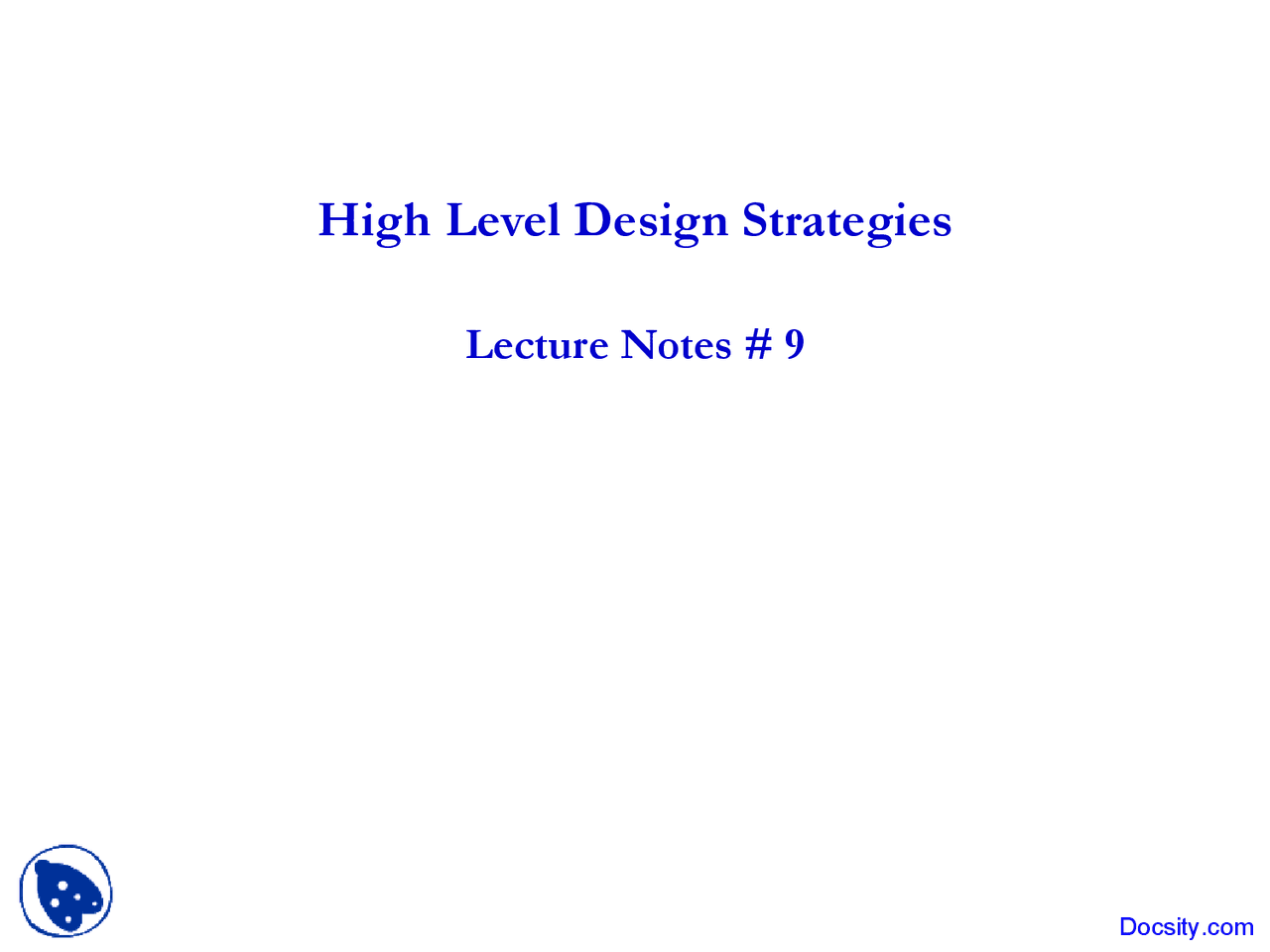 High Level Design Strategies Digital Systems Lecture Slides Docsity