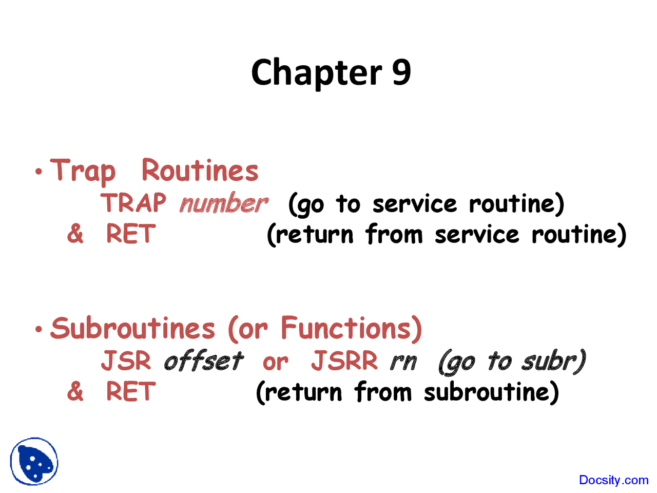 Subroutines Machine Organization Lecture Slides Docsity