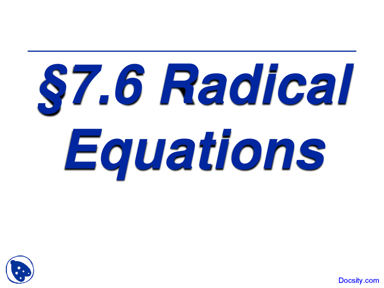 Radical Equations Two Intermediate Algebra Lecture Slides Docsity
