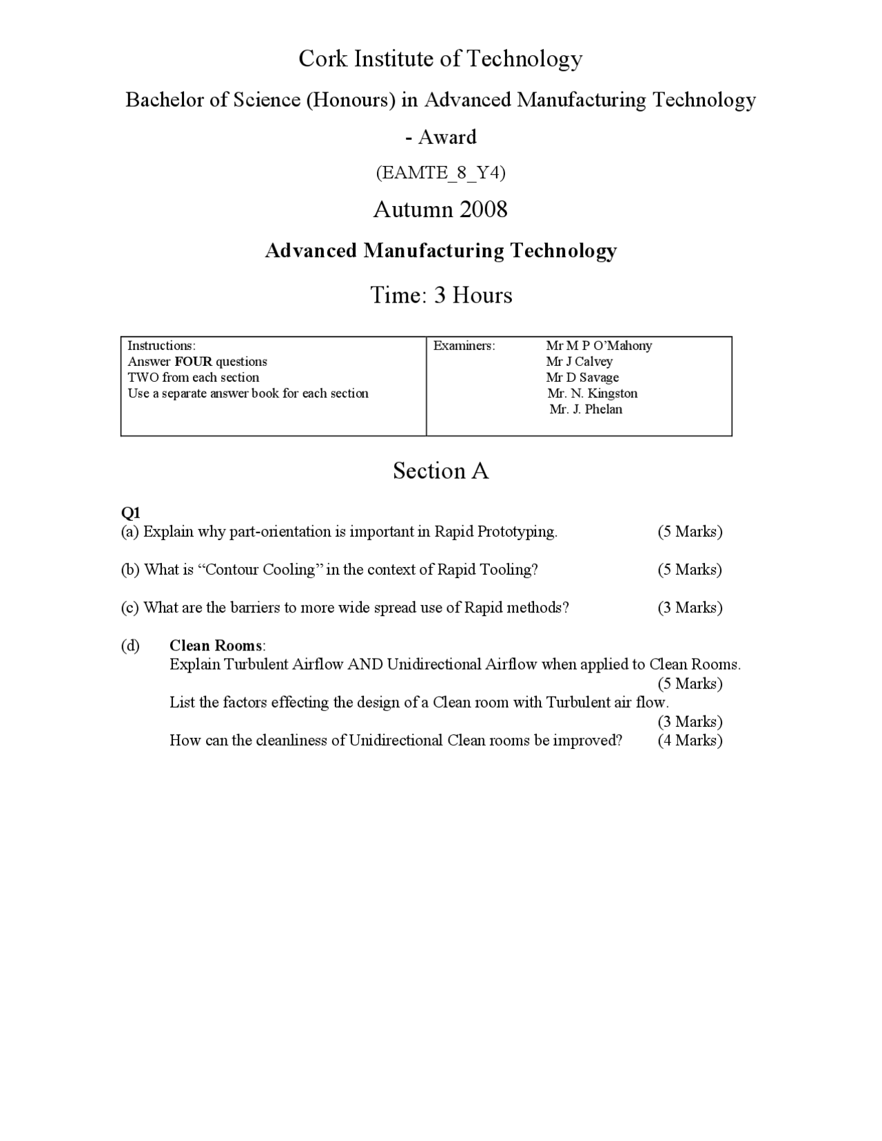 Feed Material - Advanced Manufacturing Systems - Past Exam Paper ...
