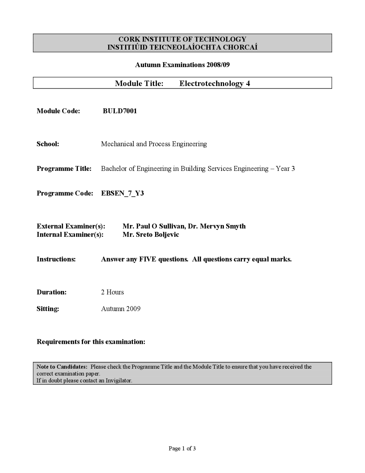 Intruder Detector - Electrotechnology - Past Exam Paper | Exámenes ...