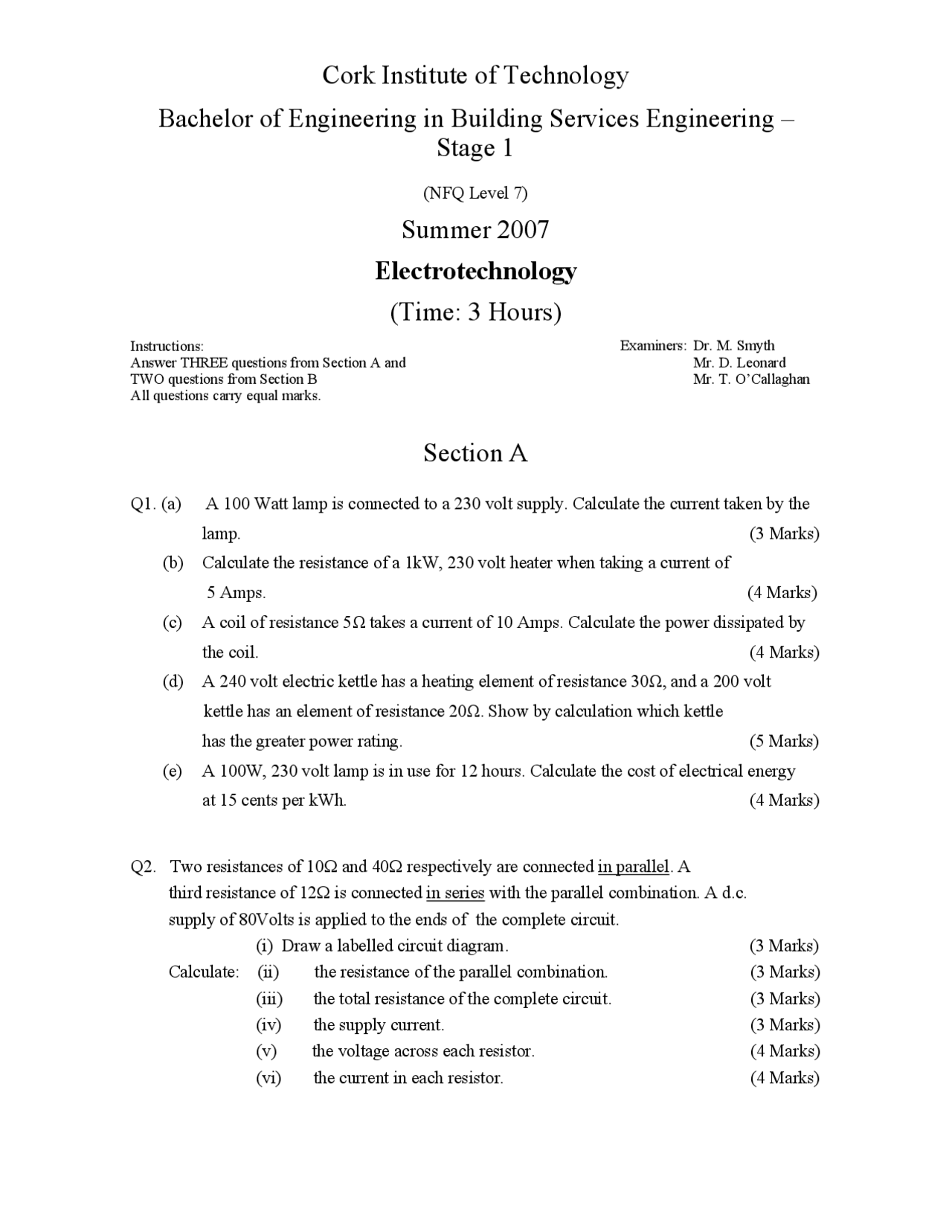 The Reactance Electrotechnology Past Exam Paper Docsity