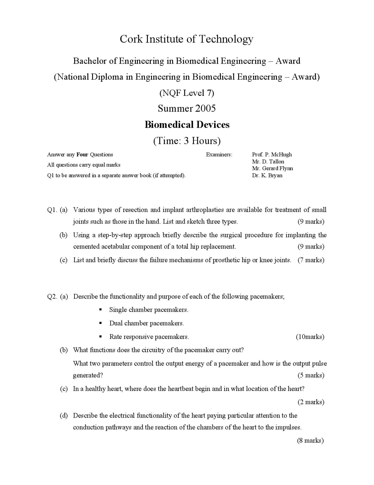 Biomedical Devices, Arthroplasties - Biomedical Devices - Past Exam ...