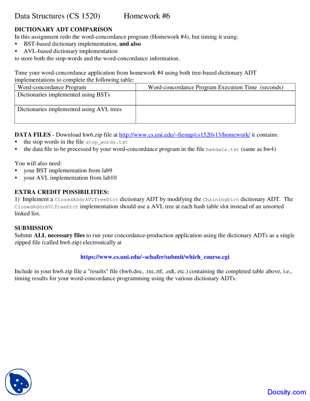 Divtonary Data Structures Homework Docsity