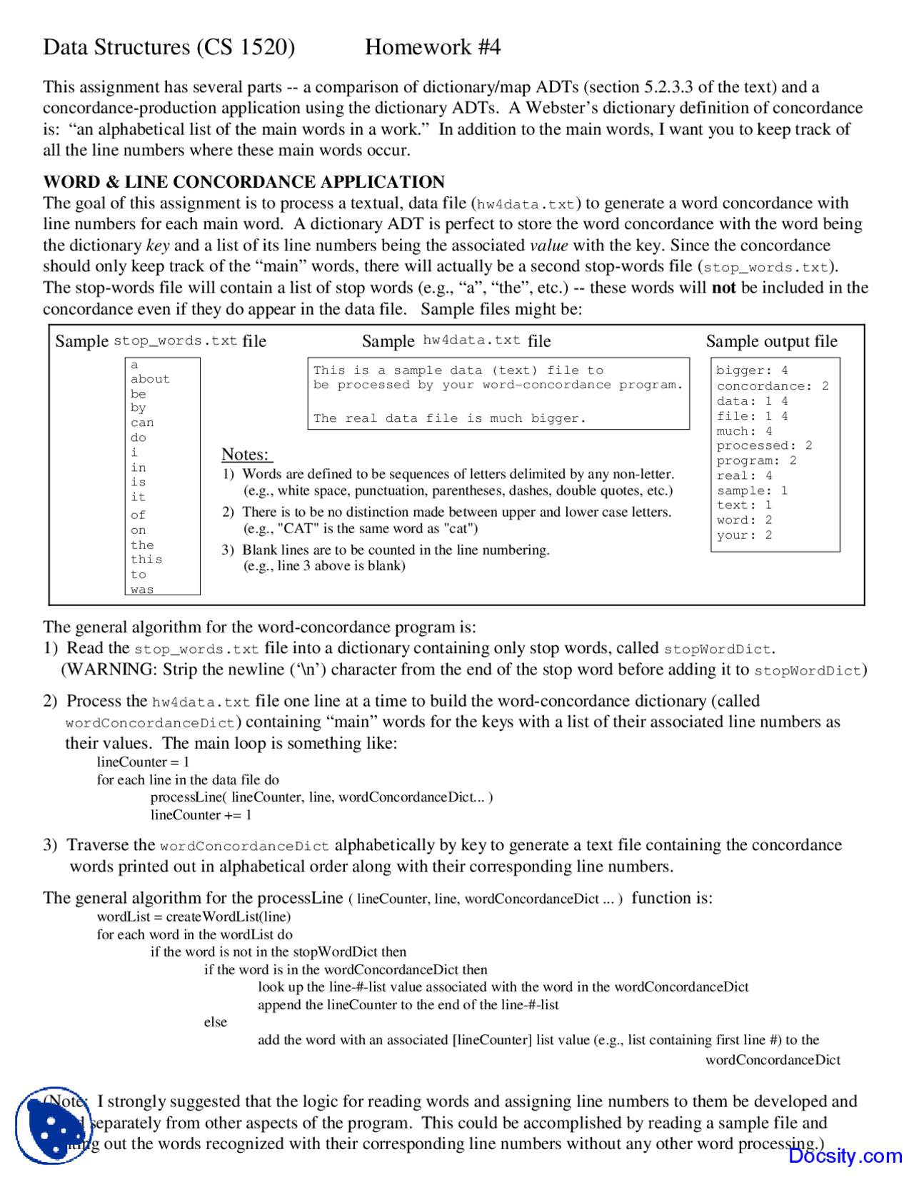 Application - Data Structures - Homework - Docsity