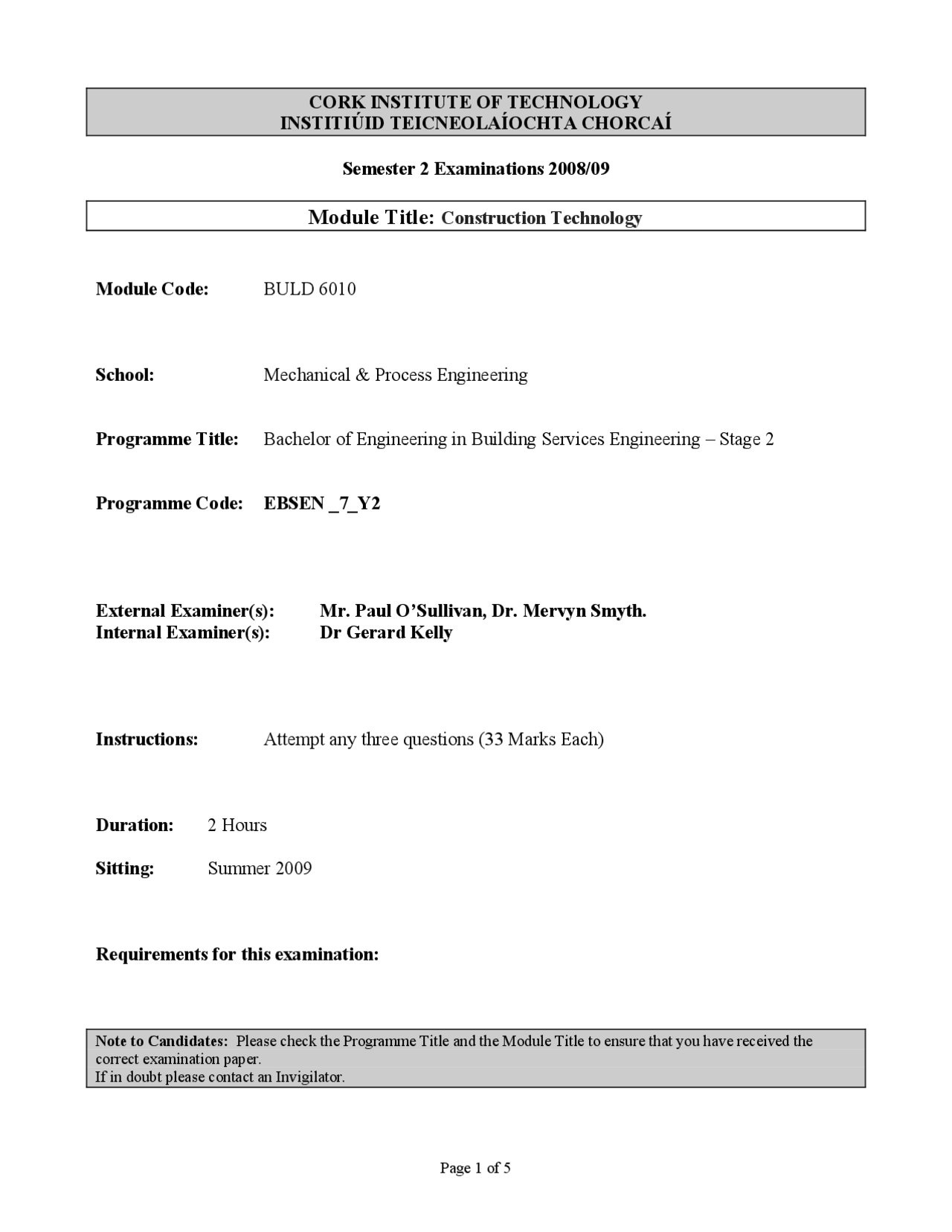 Concrete Construction - Construction Technology - Past Exam Paper ...