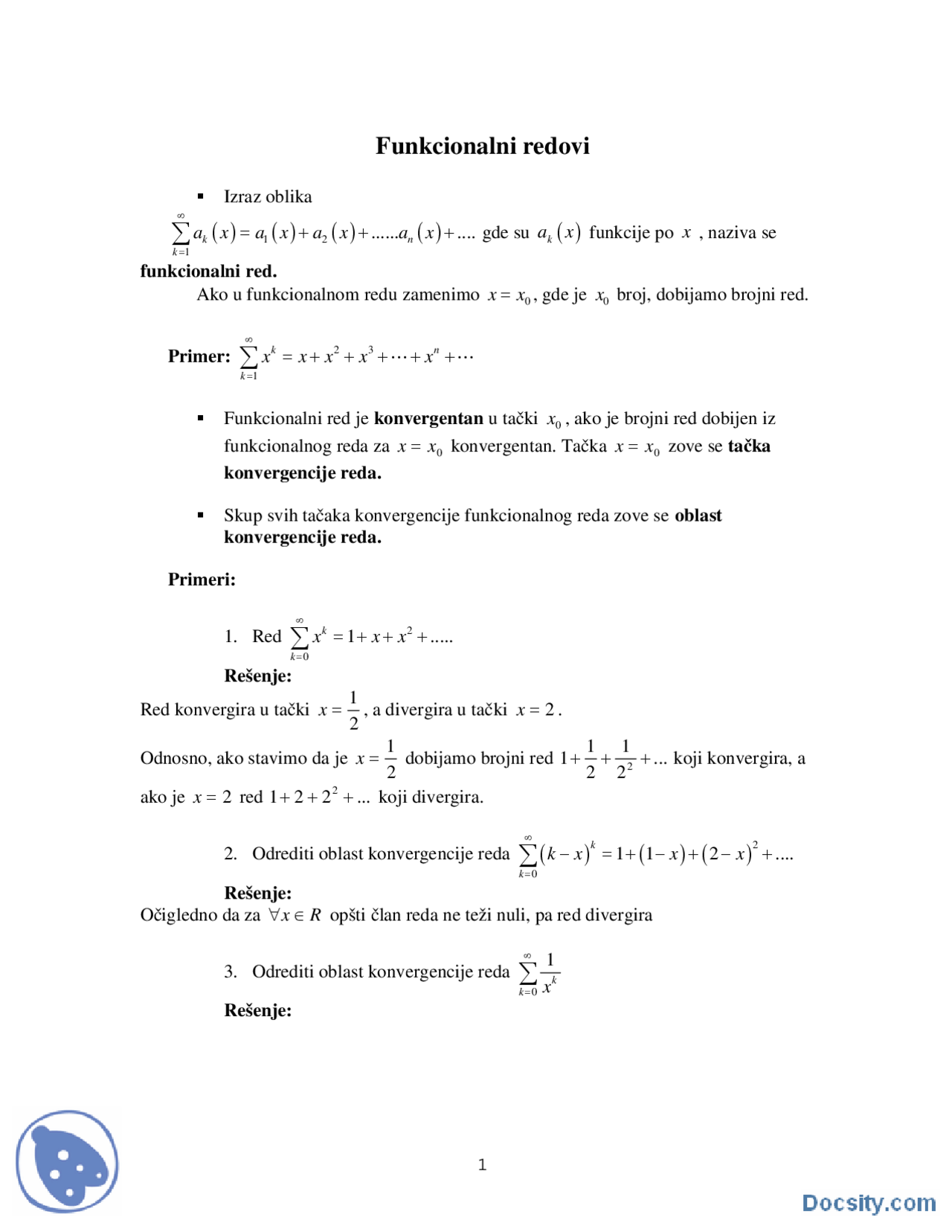 Funkcionalni Redovi-Skripta-Matematika 2-Elektrotehnika i racunarstvo (2) | Rezime' predlog ...