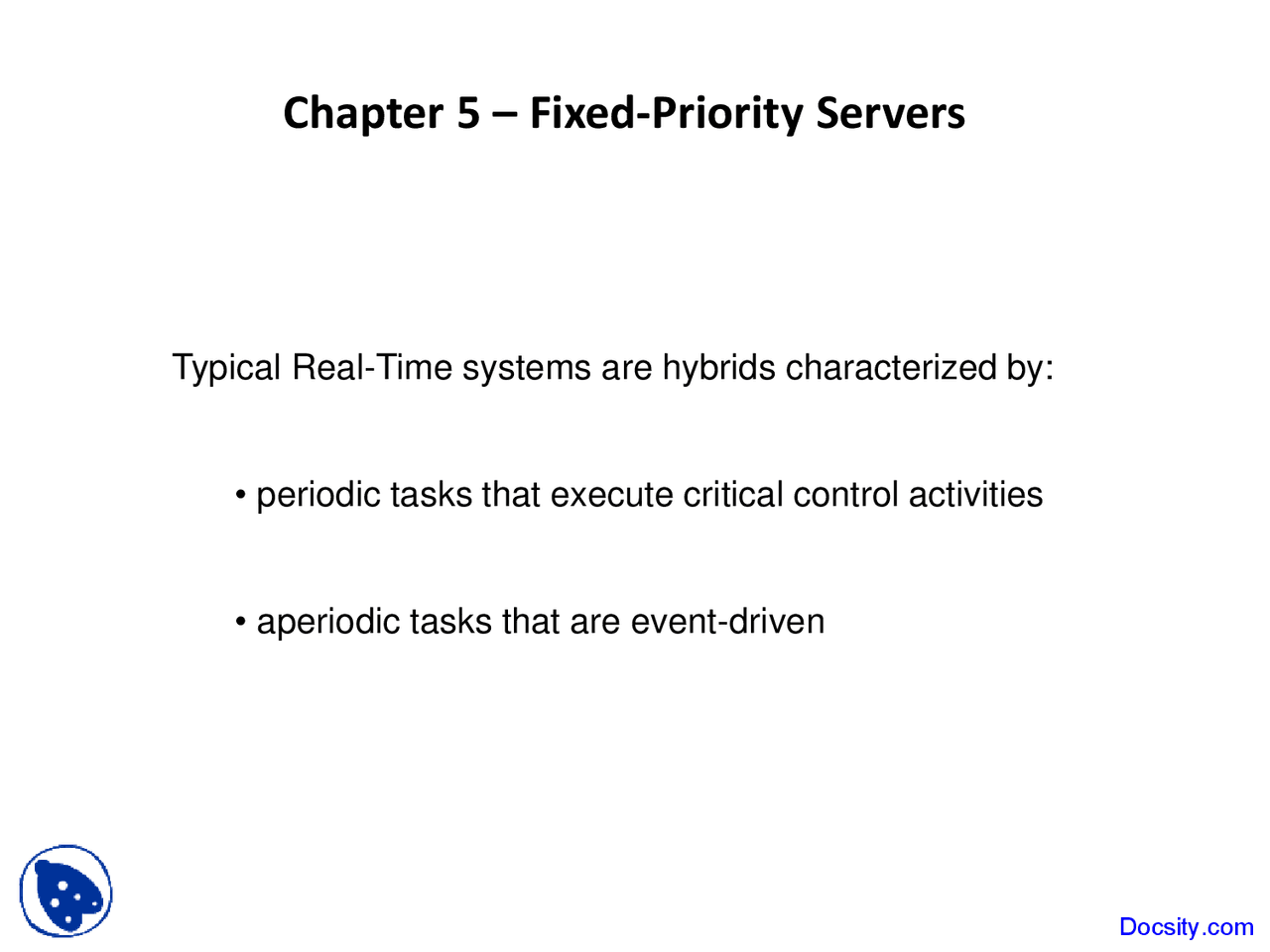 Fixed Priority Servers Embedded Real Time System Programming Lecture Slides Docsity