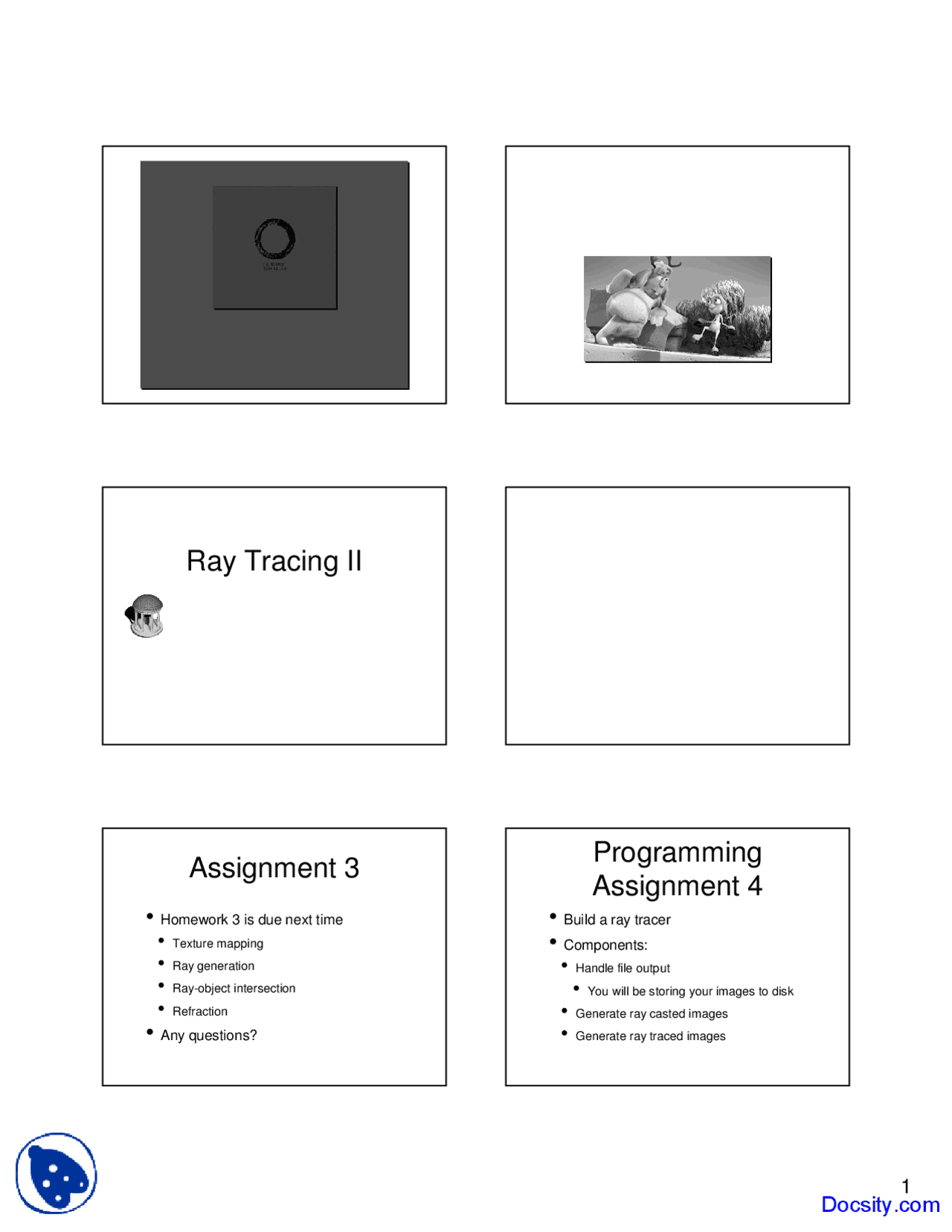 Ray Tracing Three Introduction To Computer Graphics Lecture Slides Docsity