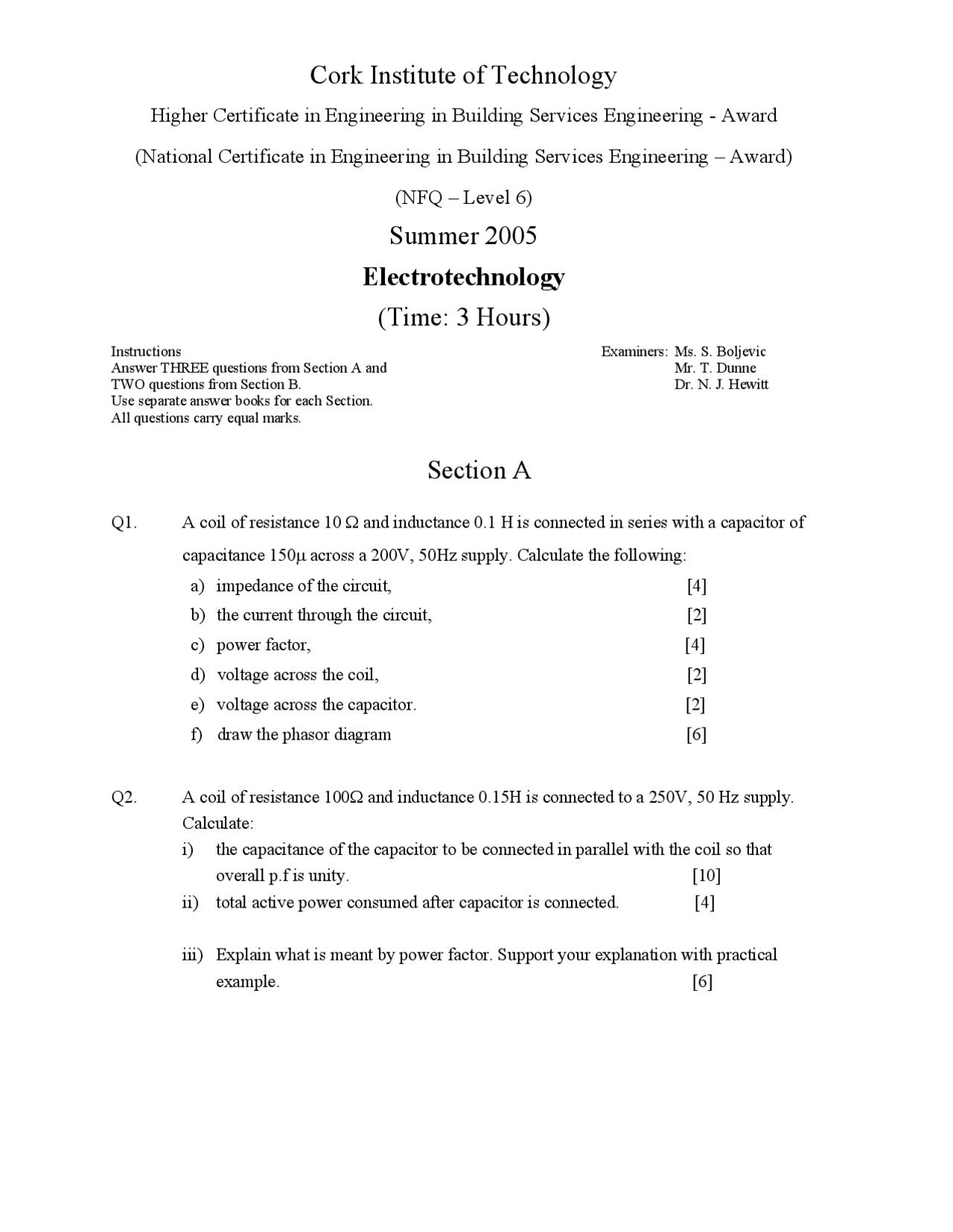 Diversity Factor - Electrotechnology - Past Exam Paper - Docsity