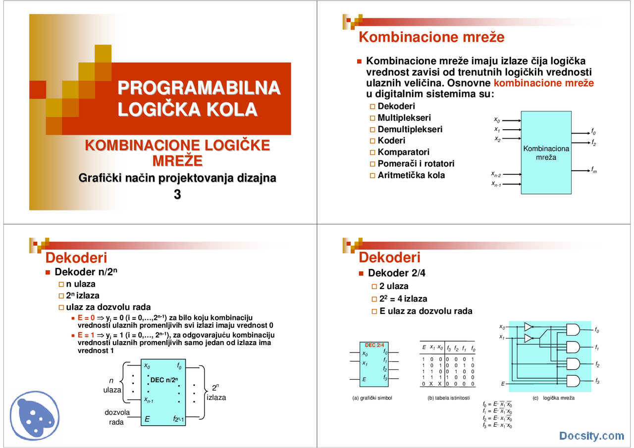 Kombinacione mreže-Slajdovi-Programabilna logicka kola-Elektrotehnika i ...
