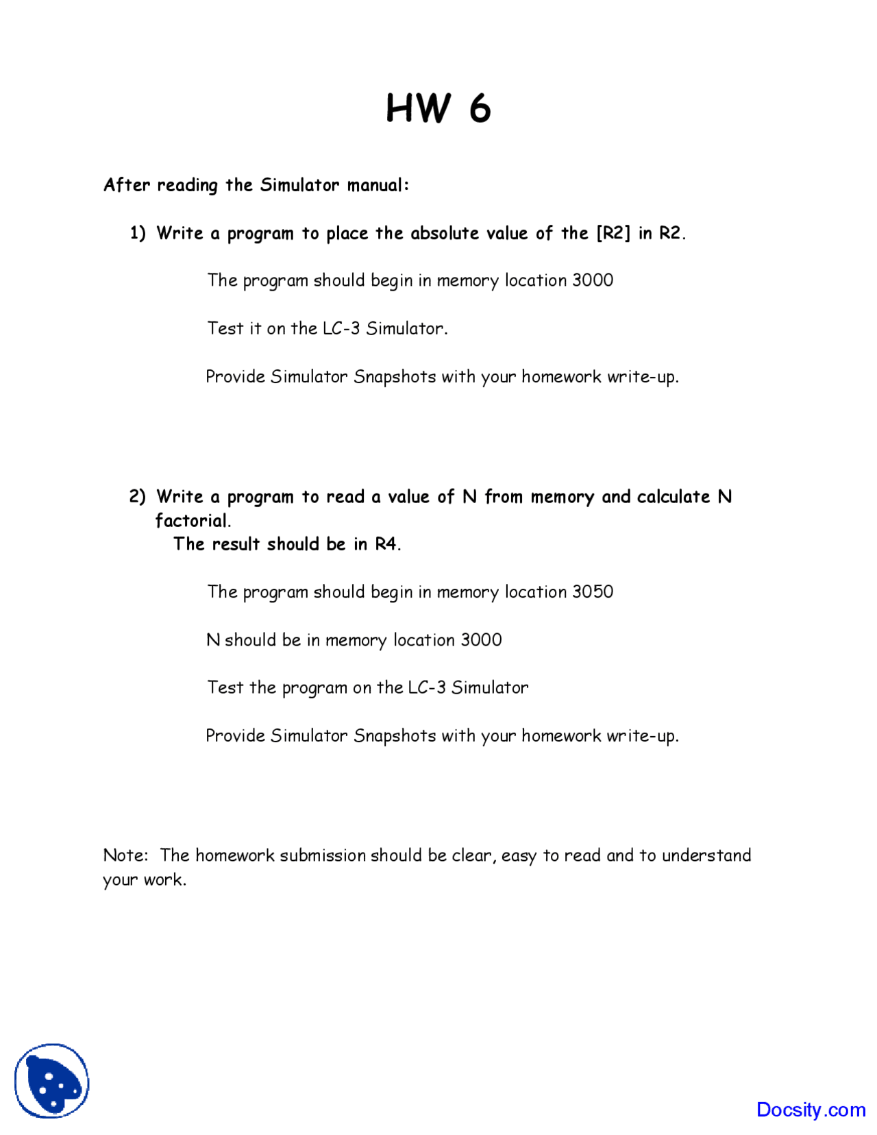 Simulator Manual Machine Organization Home Work Docsity